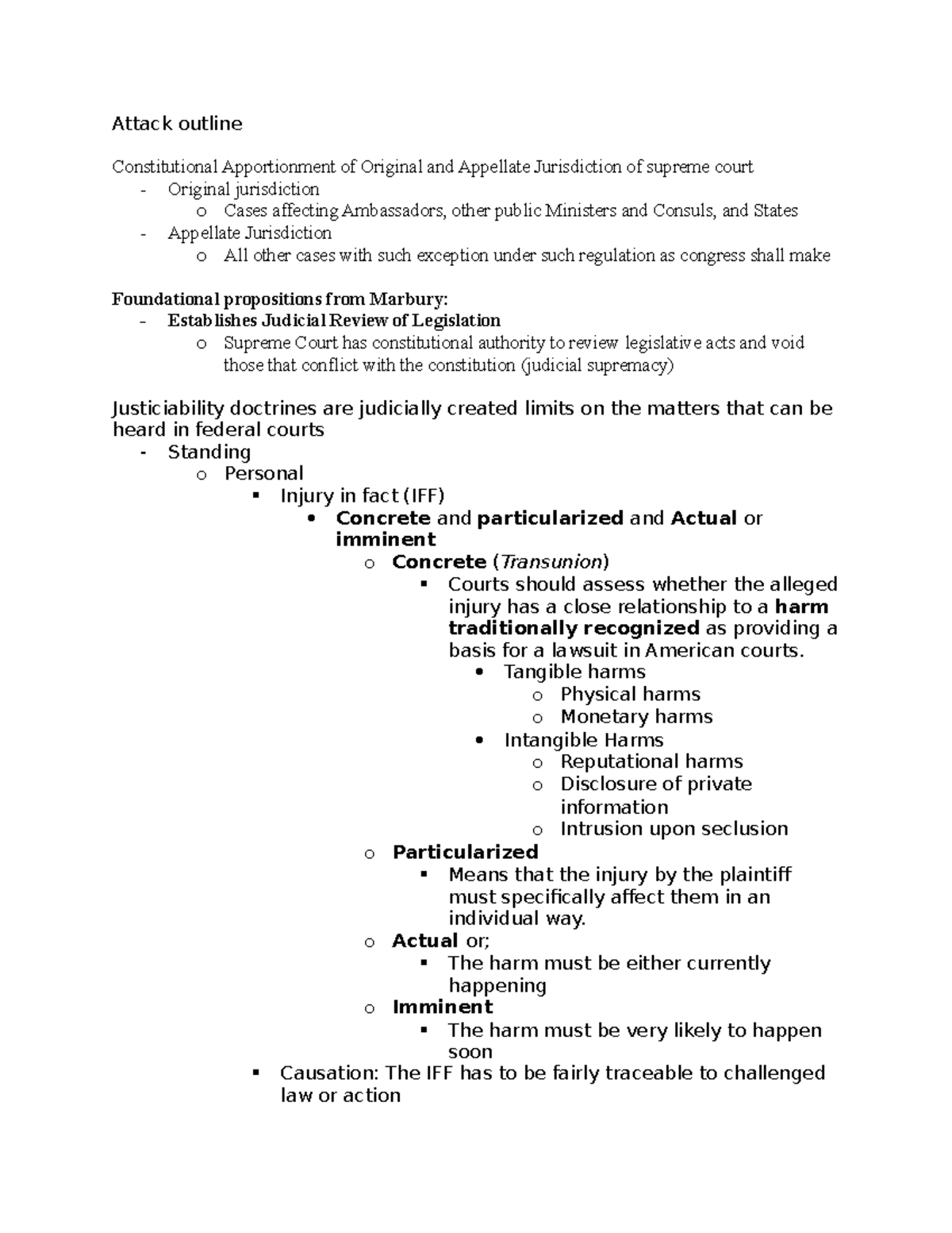 Attack outline (con law) - Attack outline Constitutional Apportionment ...