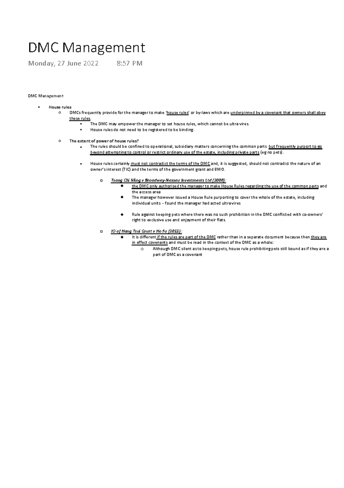DMC management - PCLL conversion notes - DMC Management House rules ...