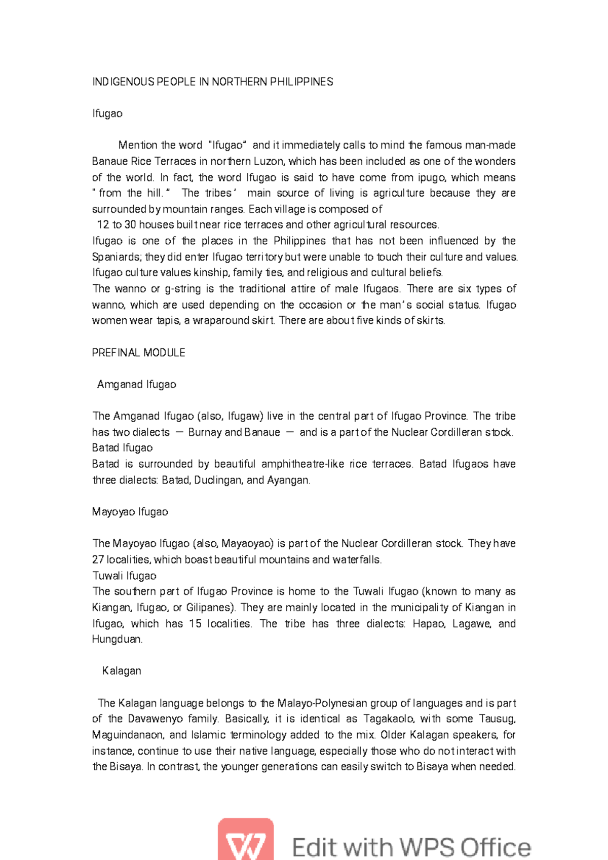 Indigenous PEOP 2 - INDIGENOUS PEOPLE IN NORTHERN PHILIPPINES Ifugao ...