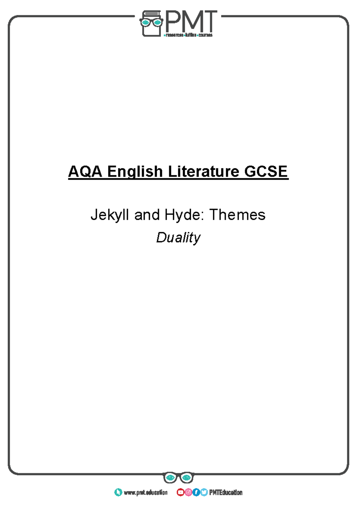 Duality - AQA English Literature GCSE Jekyll and Hyde: Themes Duality ...