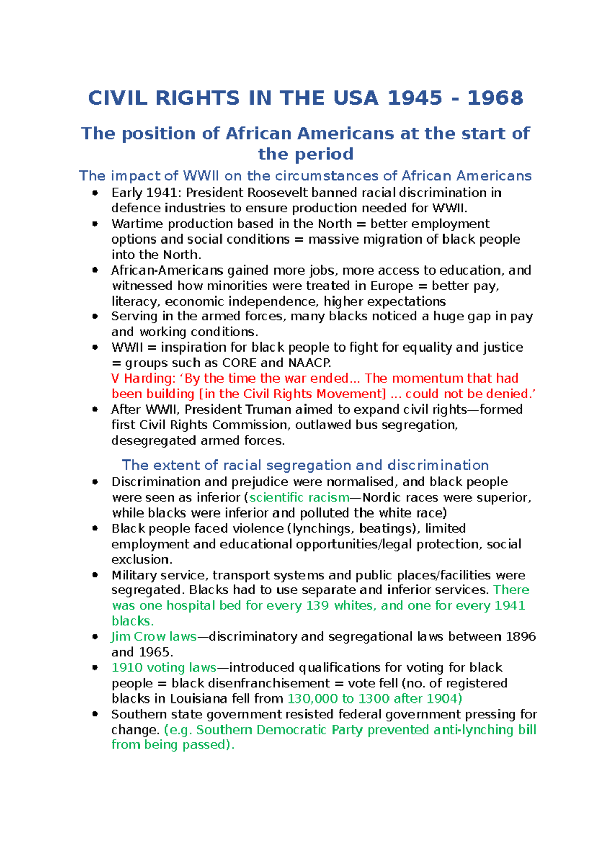 Civil-Rights-In-The-USA-1945-68-Notes - CIVIL RIGHTS IN THE USA 1945 ...