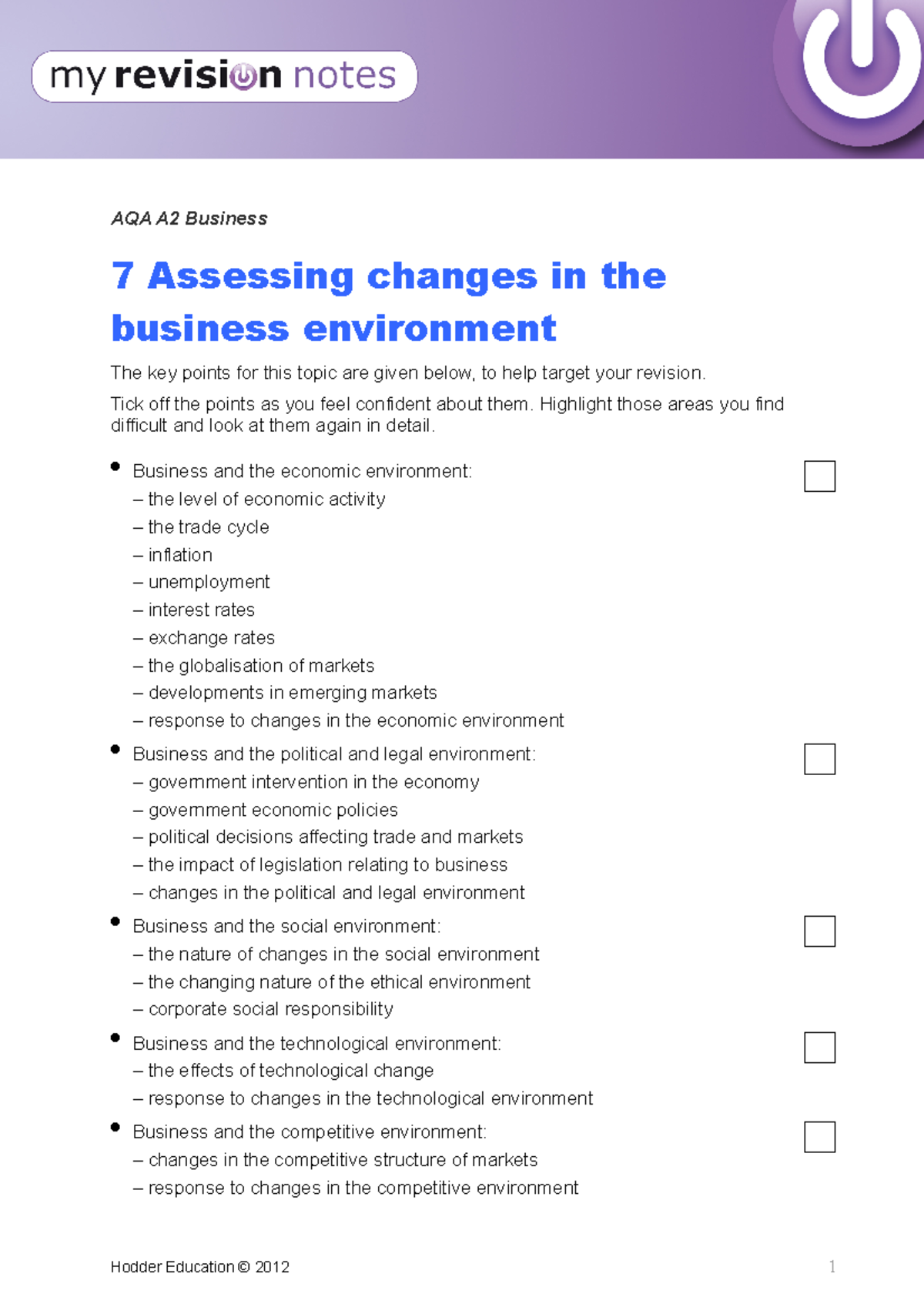 What you need to know 7 - Buisness revision and notes for test, exams ...