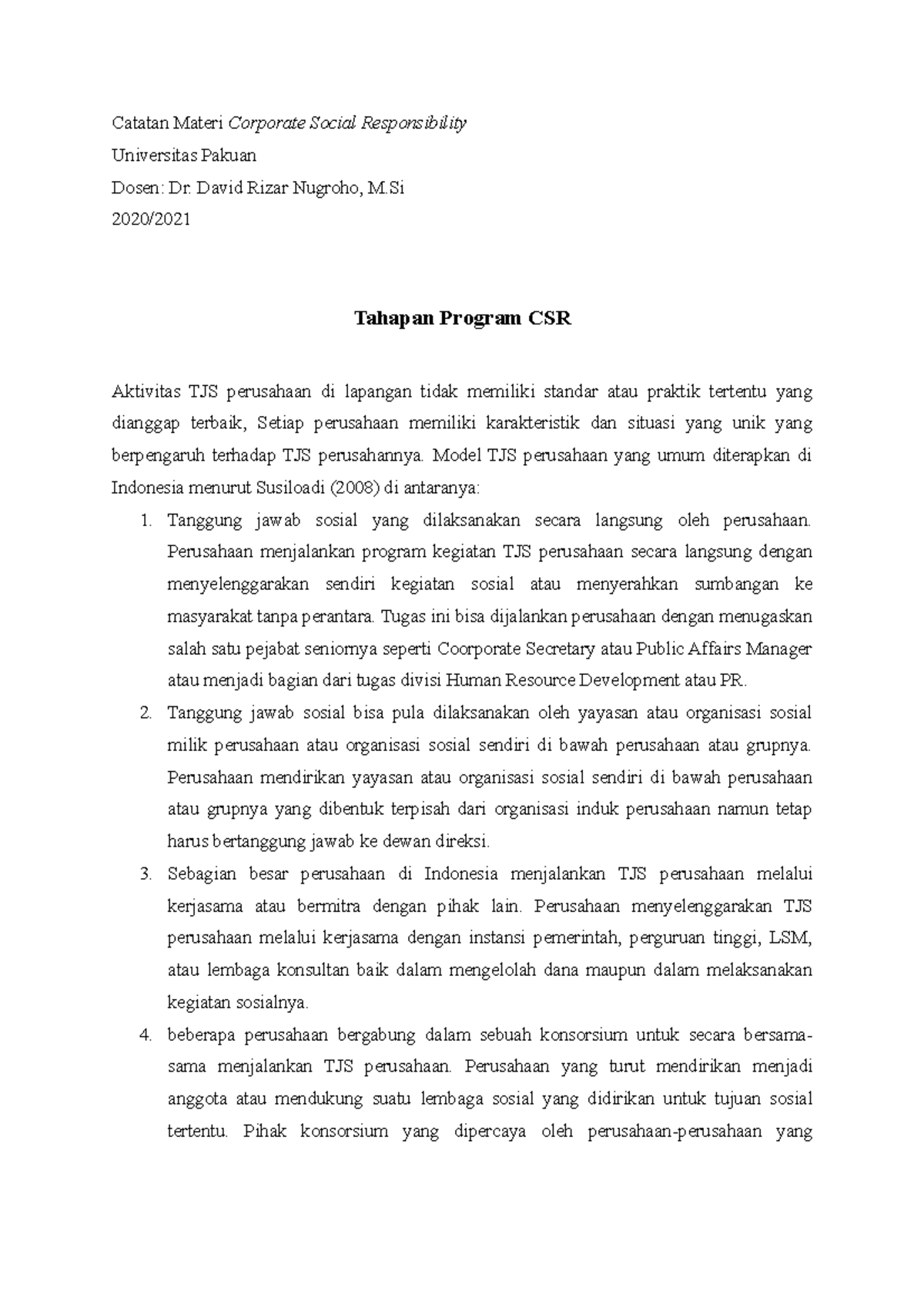 Tahapan Program CSR Catatan Materi Corporate Social Responsibility ...