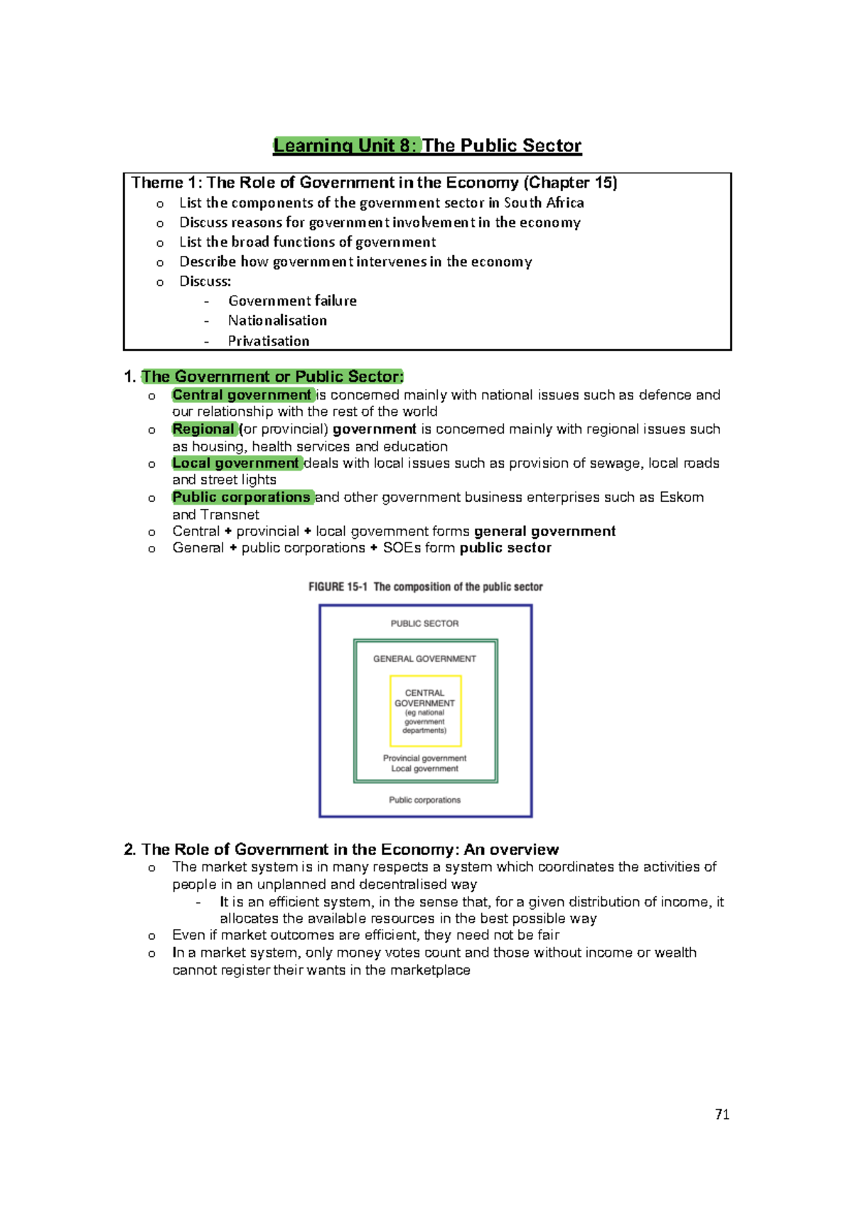 LU8 ECO - Learning Unit 8: The Public Sector Theme 1: The Role of ...
