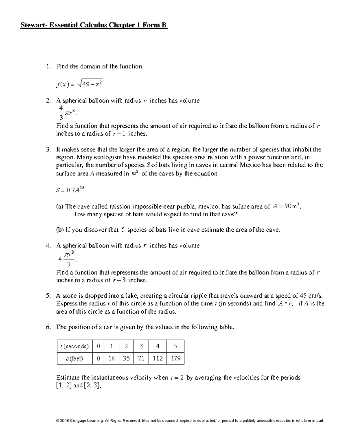 Chapter 01 Functions and Models homework - Calculus - 臺大 - Studocu