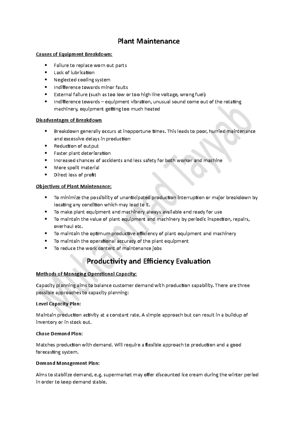 EM Notes - Enterprise management - Plant Maintenance Causes of ...