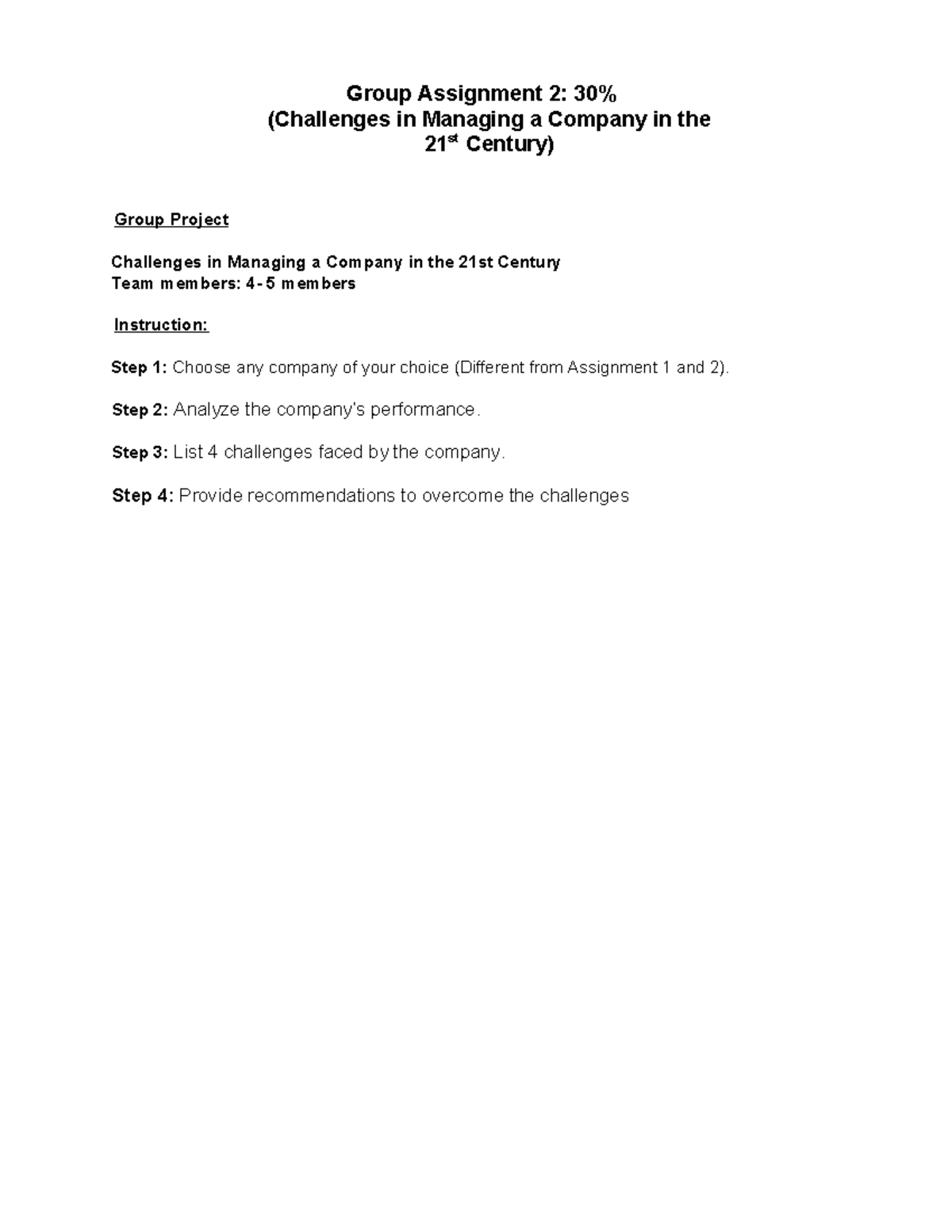 Group Assignment 2 Challenges 21 Century OCT 2023 1 - Group Assignment 2: 30% (Challenges in ...