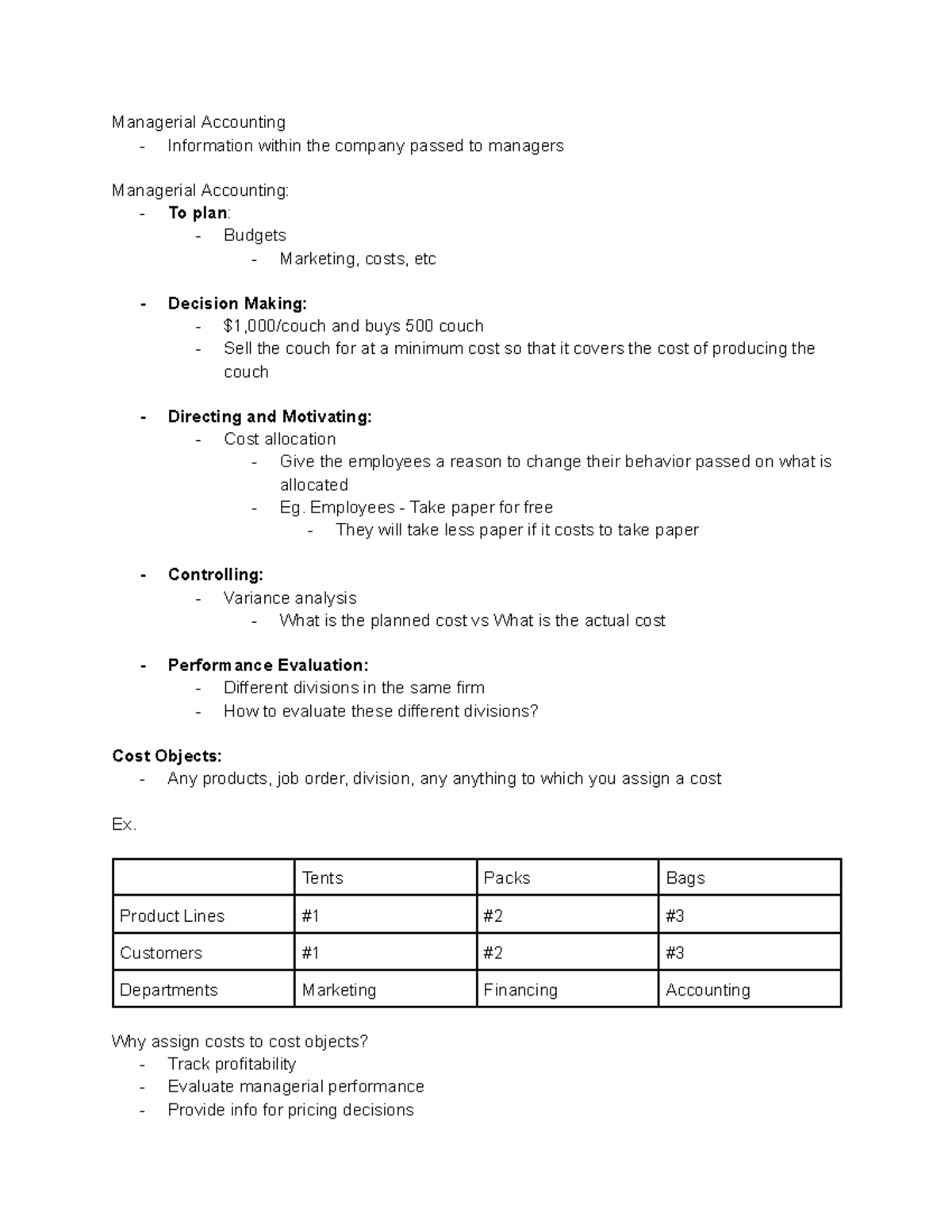 A306 Summer Notes 5 31 2023 - Managerial Accounting - Information ...