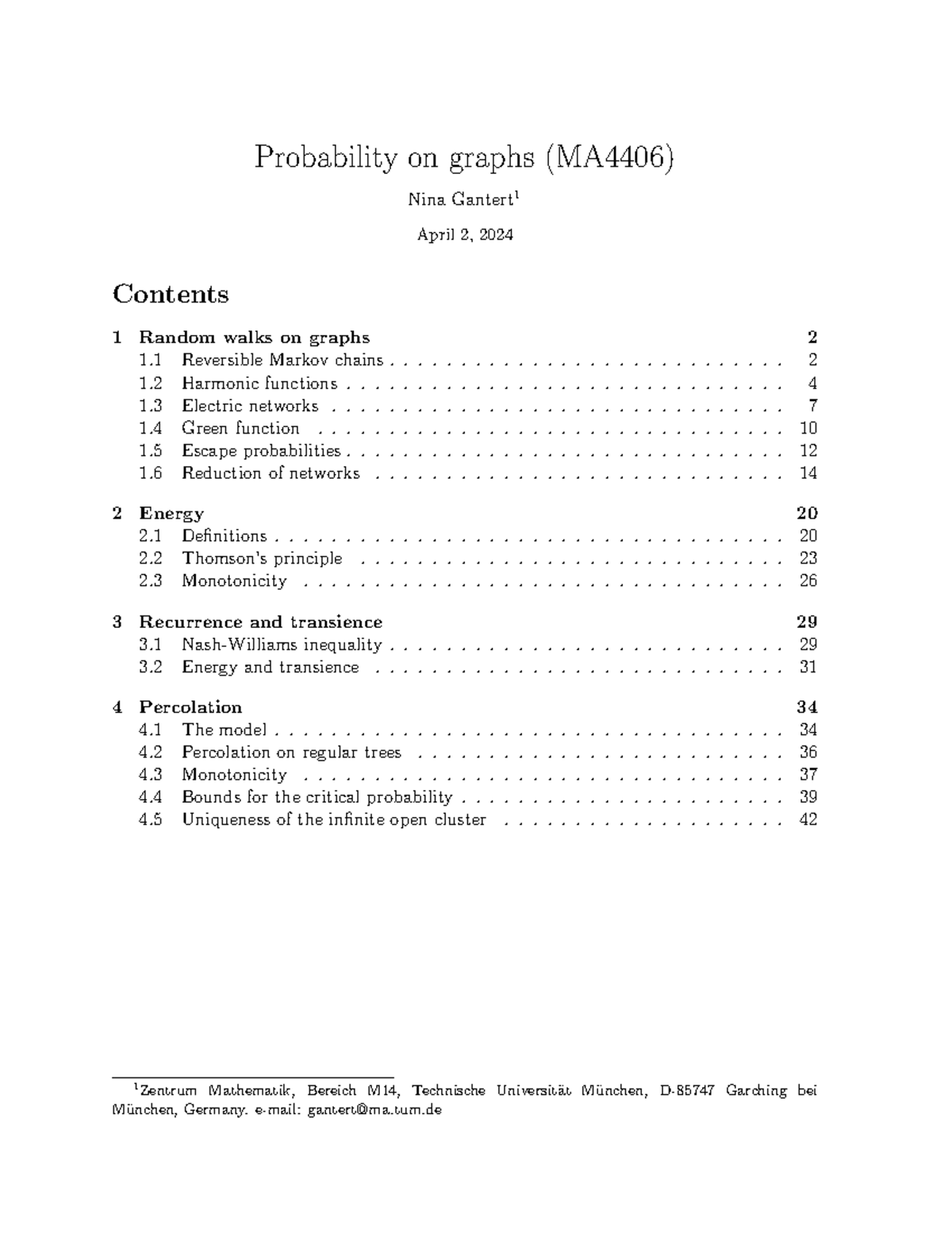 Skript-graphs-2 - Skripts of probability on graph in summer semester ...