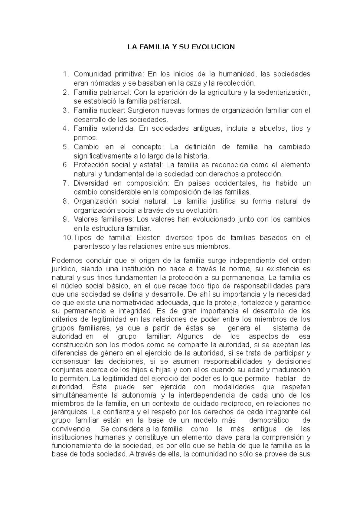 La familia y su evolucion - LA FAMILIA Y SU EVOLUCION 1. Comunidad primitiva: En los inicios de ...