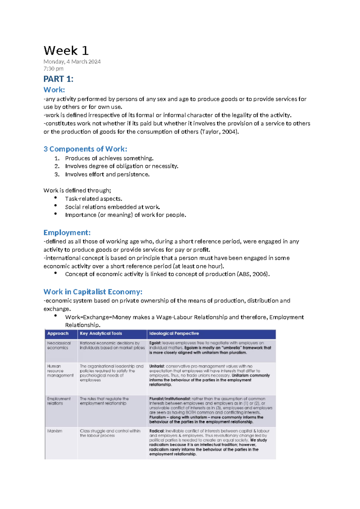 Week 1-6 ER Notes - Week 1 Monday, 4 March 2024 7:30 pm PART 1: Work ...