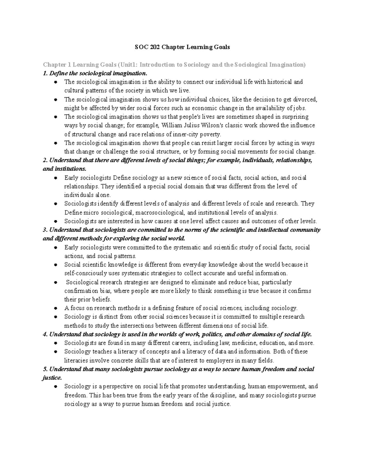 SOC 202 Chapter Learning Goals - SOC 202 Chapter Learning Goals Chapter ...