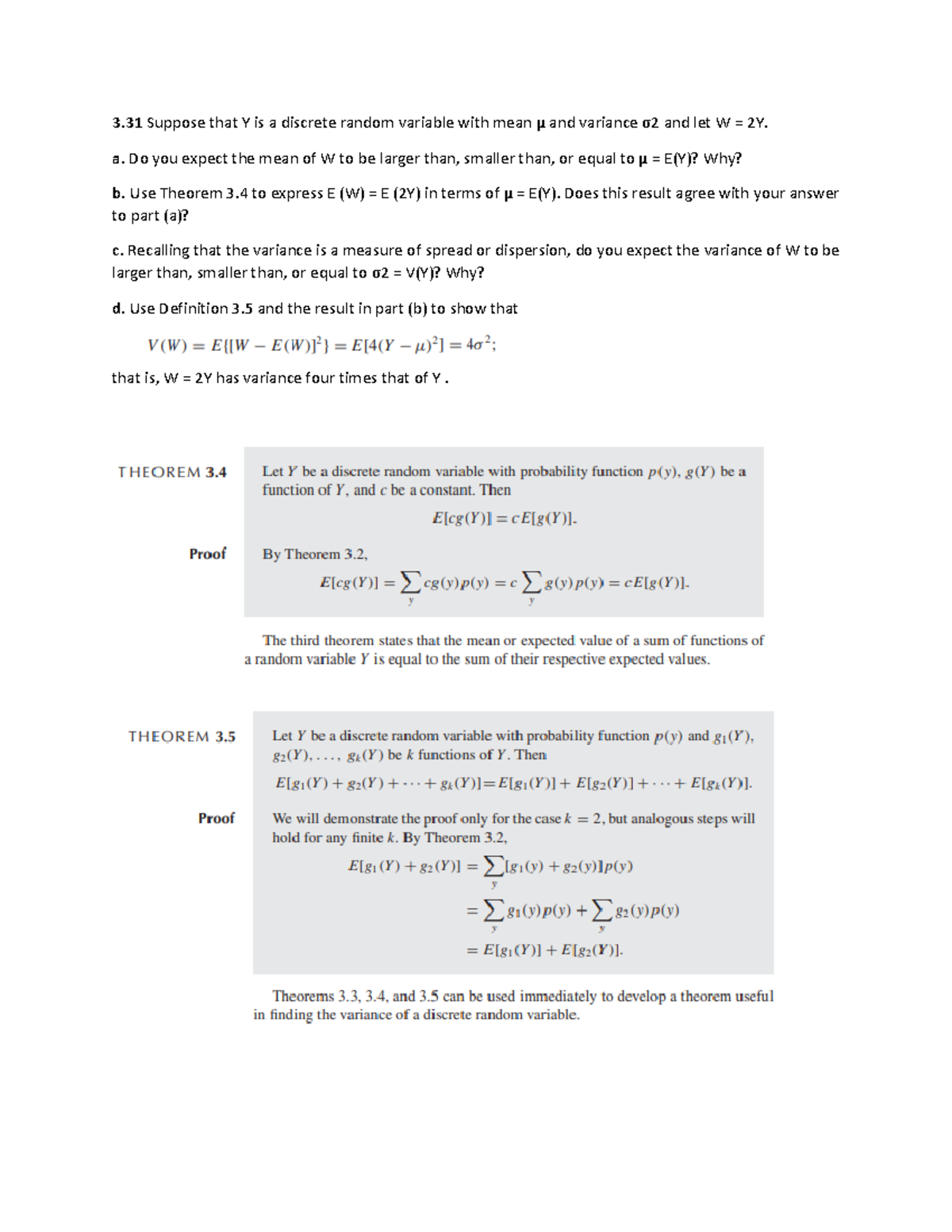Chapter 3-Exercise 3 - THE EXPECTED VALUE OF A RANDOM VARIABLE OR A FUNCTION OF A RANDOM ...