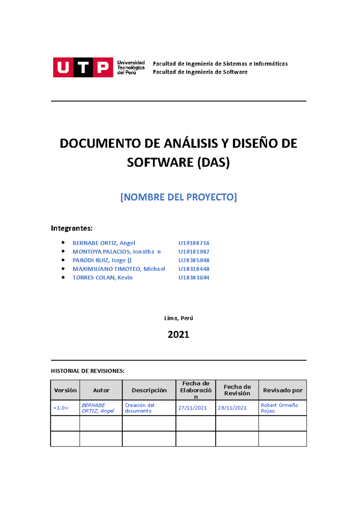 Documento Arquitectura de Software Plantilla - Facultad de Ingeniería ...