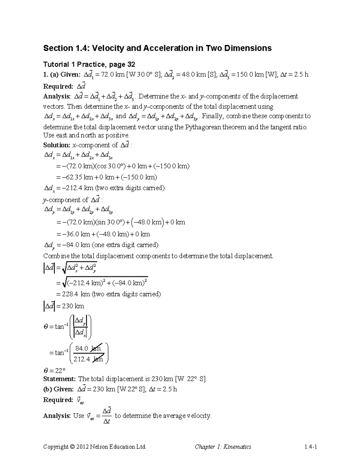 Phys12 Section 1 4 - Helpful Phsyics answrs - Section 1: Velocity and ...