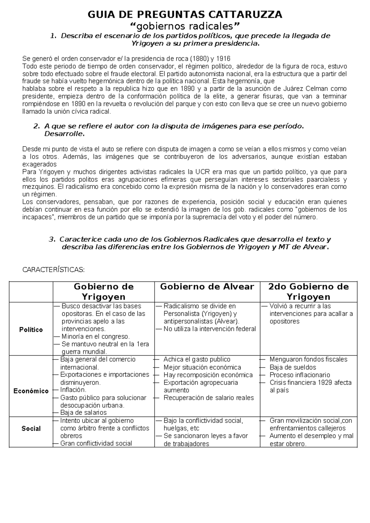 GUIA DE Preguntas Cattaruzza- Gob Radicales - GUIA DE PREGUNTAS ...