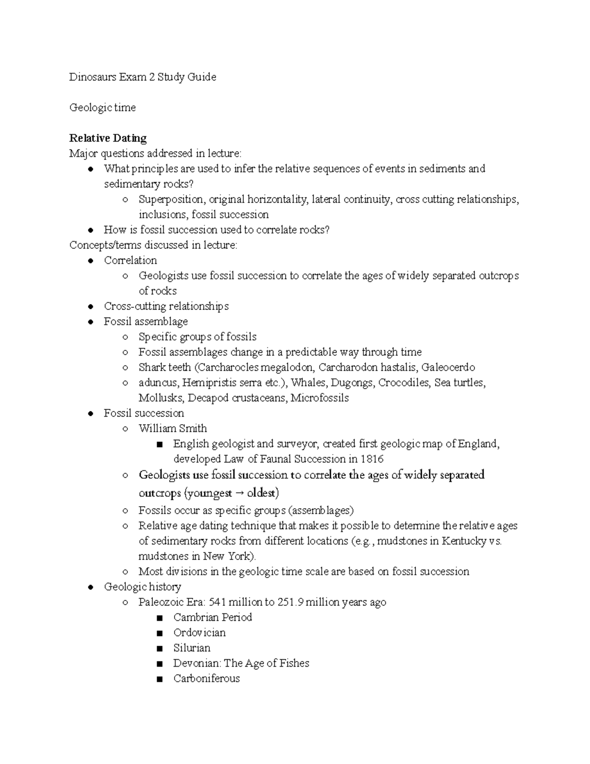 Dinosaurs Exam 2 Study Guide - Dinosaurs Exam 2 Study Guide Geologic ...
