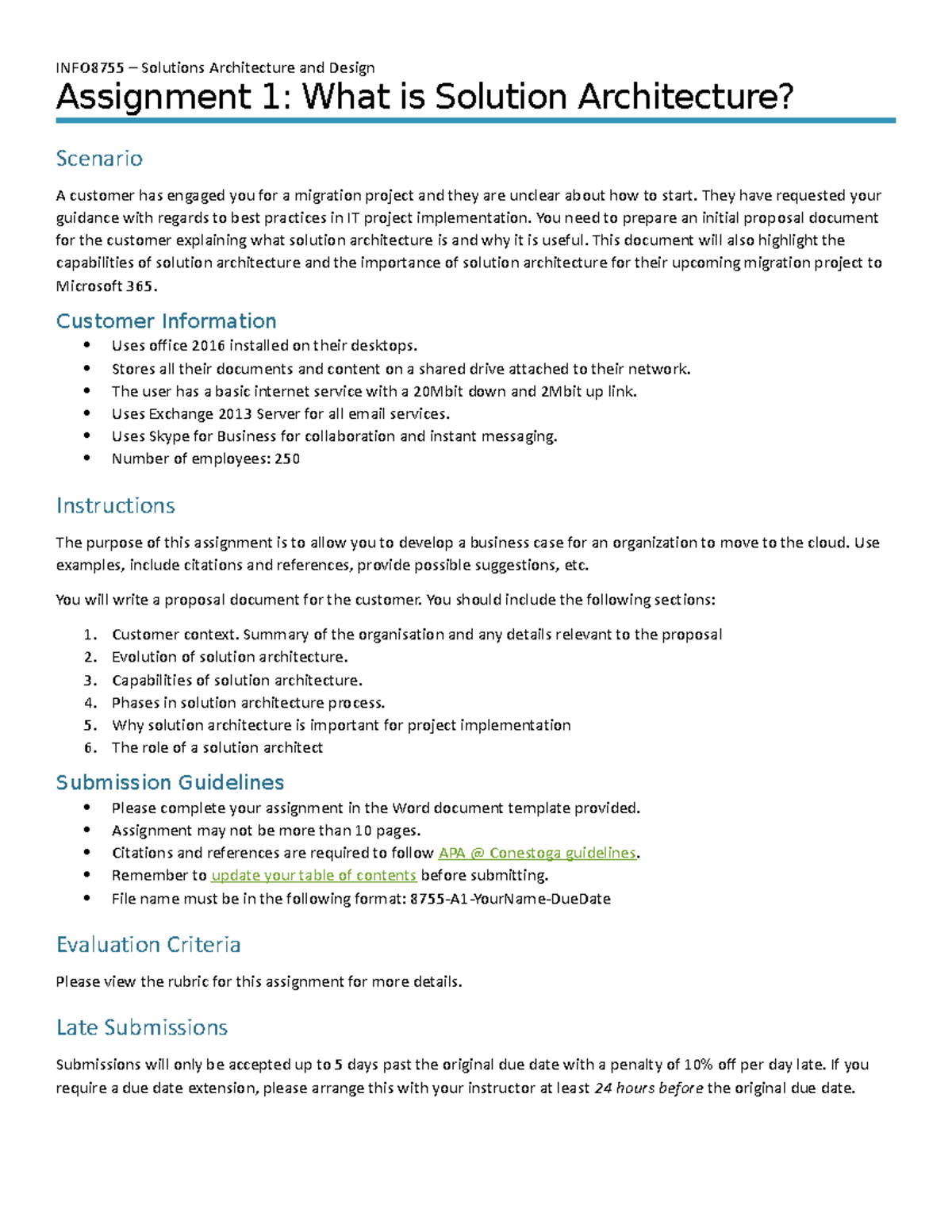 A1 - What is Sol'n Architecture - INFO8755 – Solutions Architecture and ...