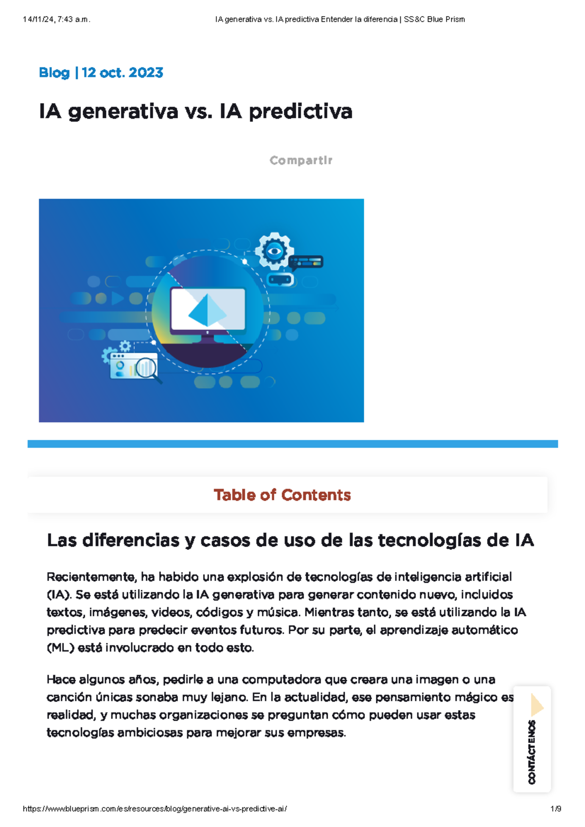 IA generativa vs. IA predictiva Entender la diferencia SS&C Blue Prism ...