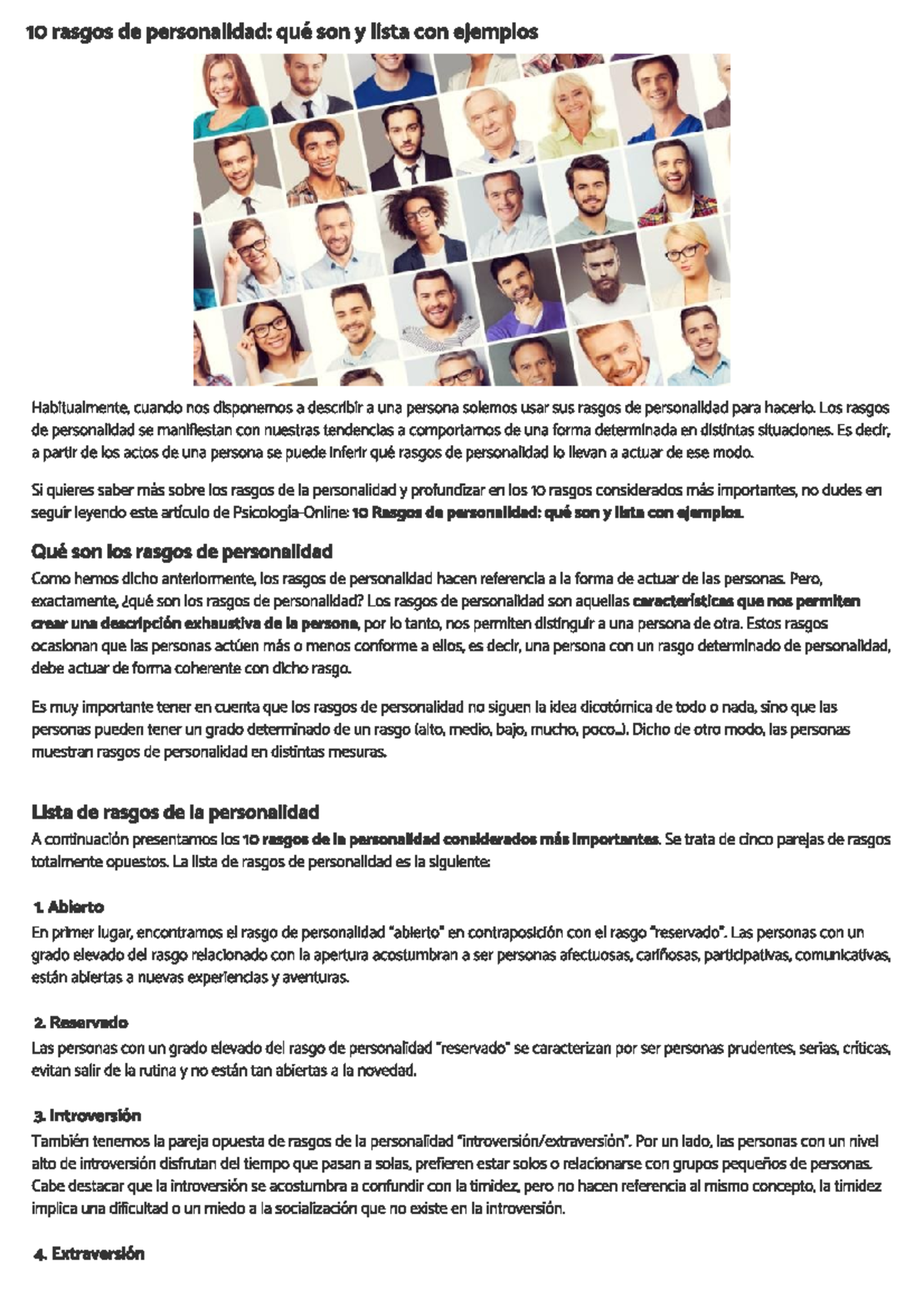 10 rasgos de personalidad qué son y lista con ejemplos - psicologia ...