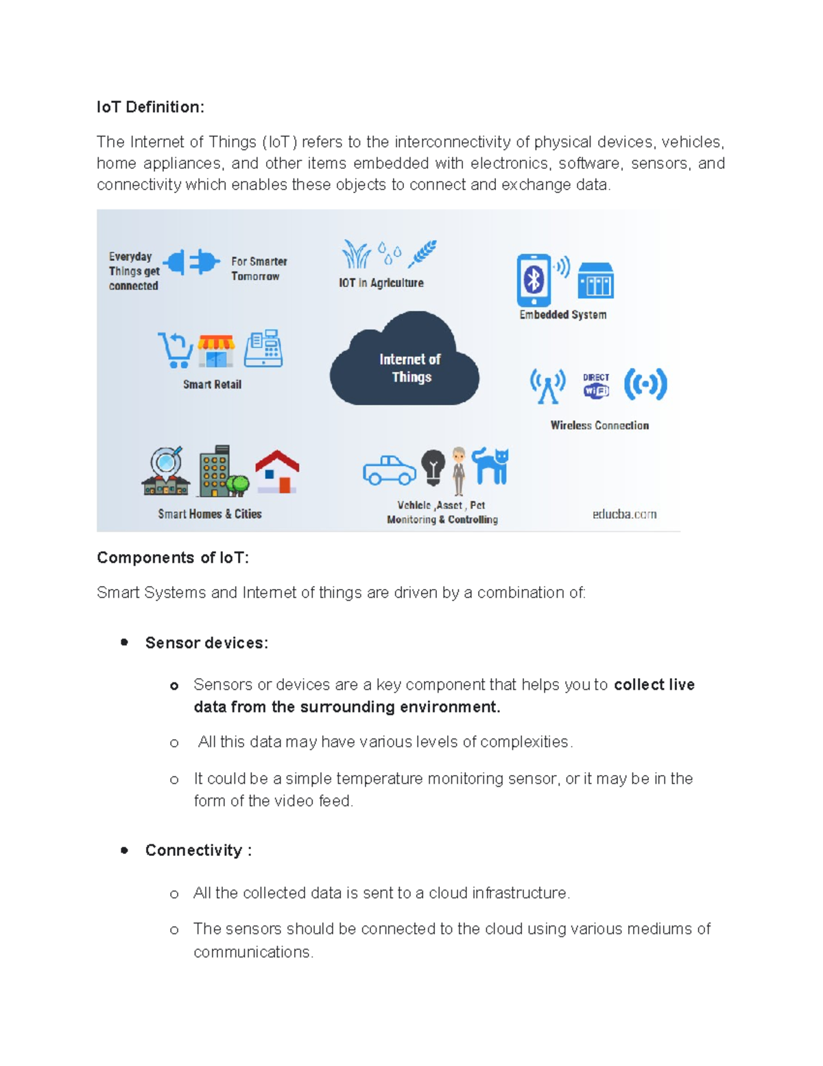 Io T - describes basics of IoT - IoT Definition: The Internet of Things (IoT) refers to the ...