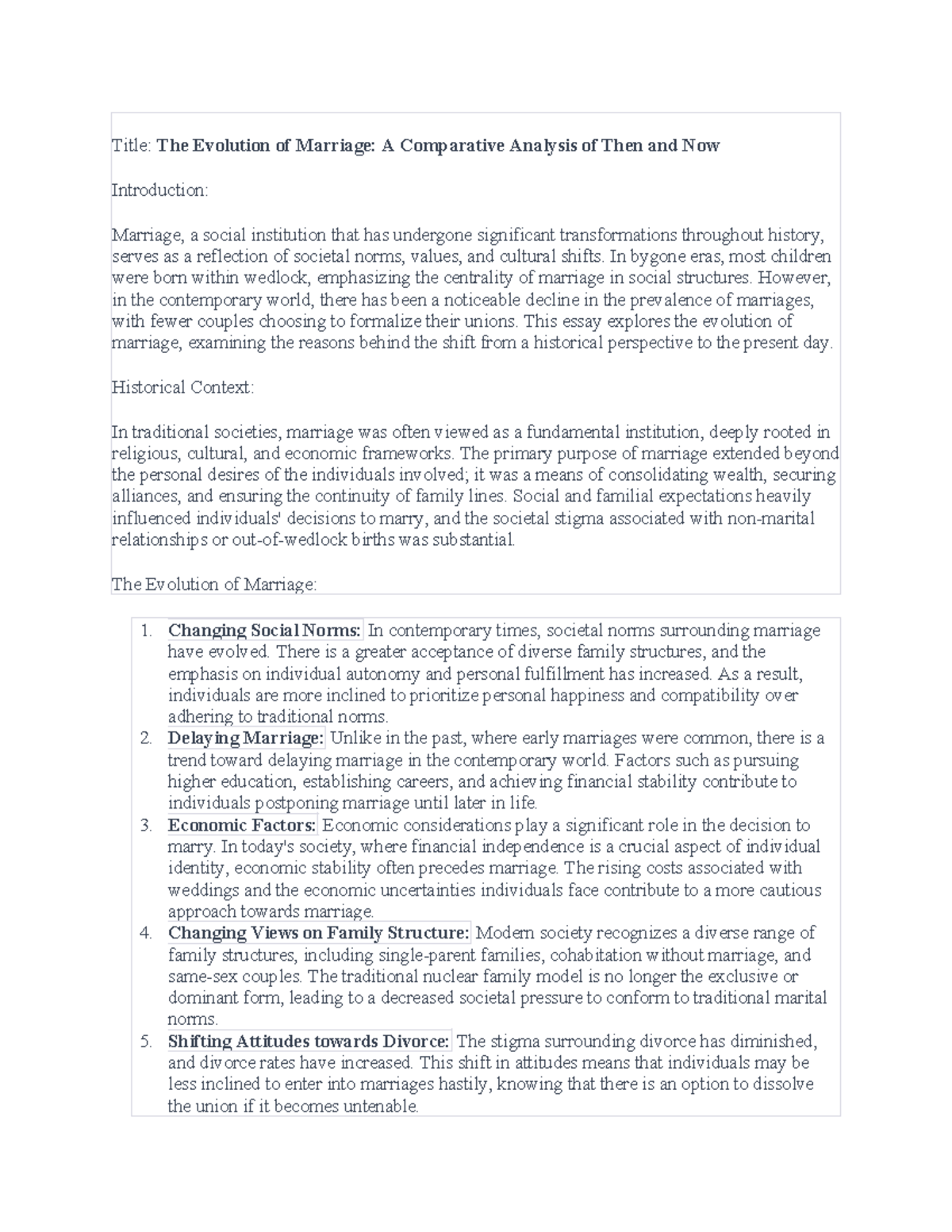The Evolution of Marriage- A Comparative Analysis of Then and Now - In ...