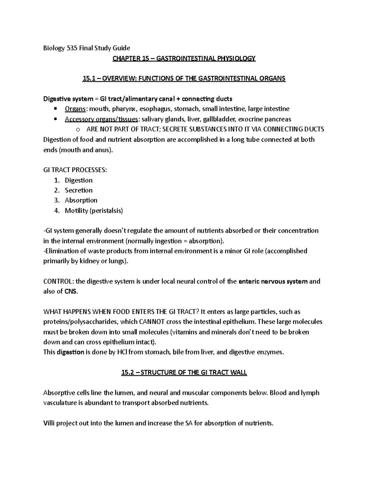 Bio 534 Chapter 15Lecture/BookNotes - Biology 535 Final Study Guide ...