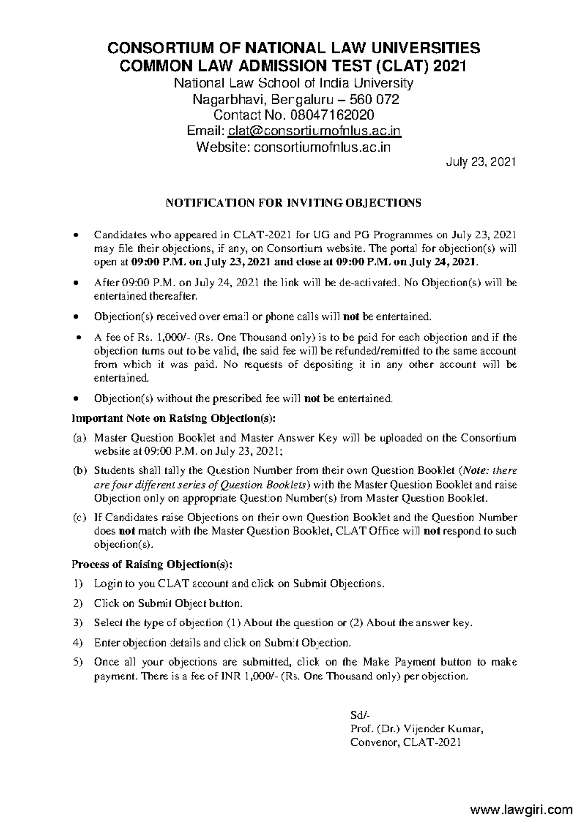 CLAT 2021 LLB Question Paper 2 - CONSORTIUM OF NATIONAL LAW ...