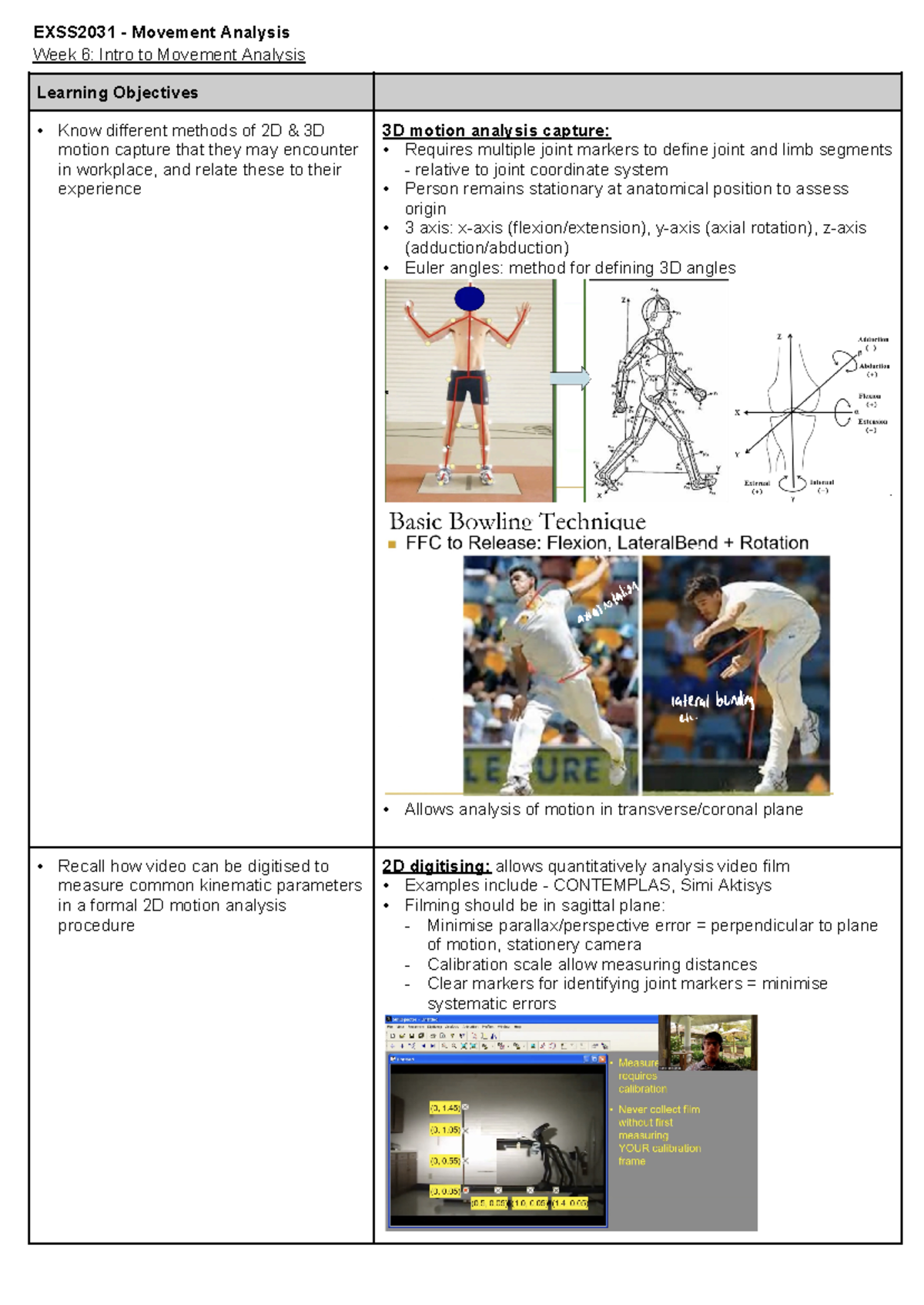 EXSS2031 - Week 6 (Intro to Movement Analysis) - EXSS2031 - Movement ...