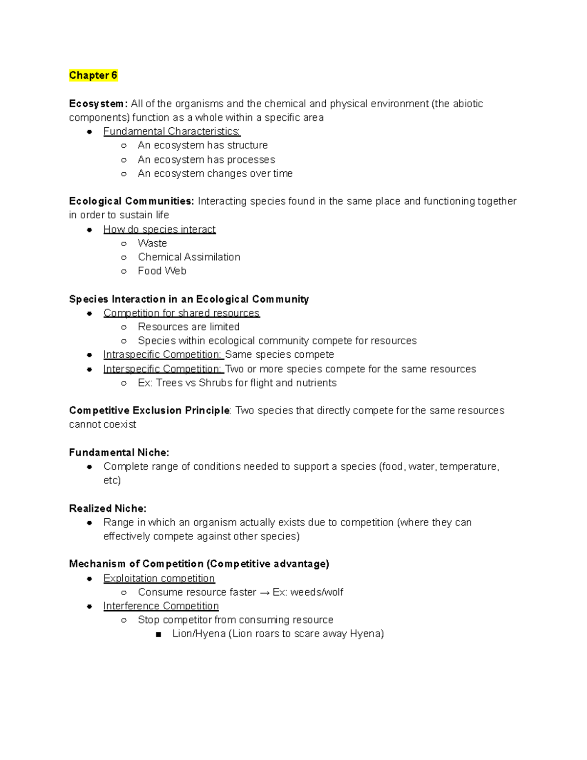 The ENvironment Chapter 6 Notes - Tarek Riad - Chapter 6 Ecosystem: All ...