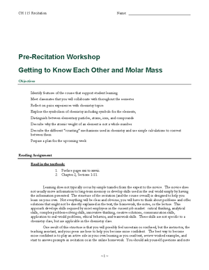 CH 237 Pre-recitation Worksheet 5 Sp 2021 - CH 237 R Spring 2021 ...