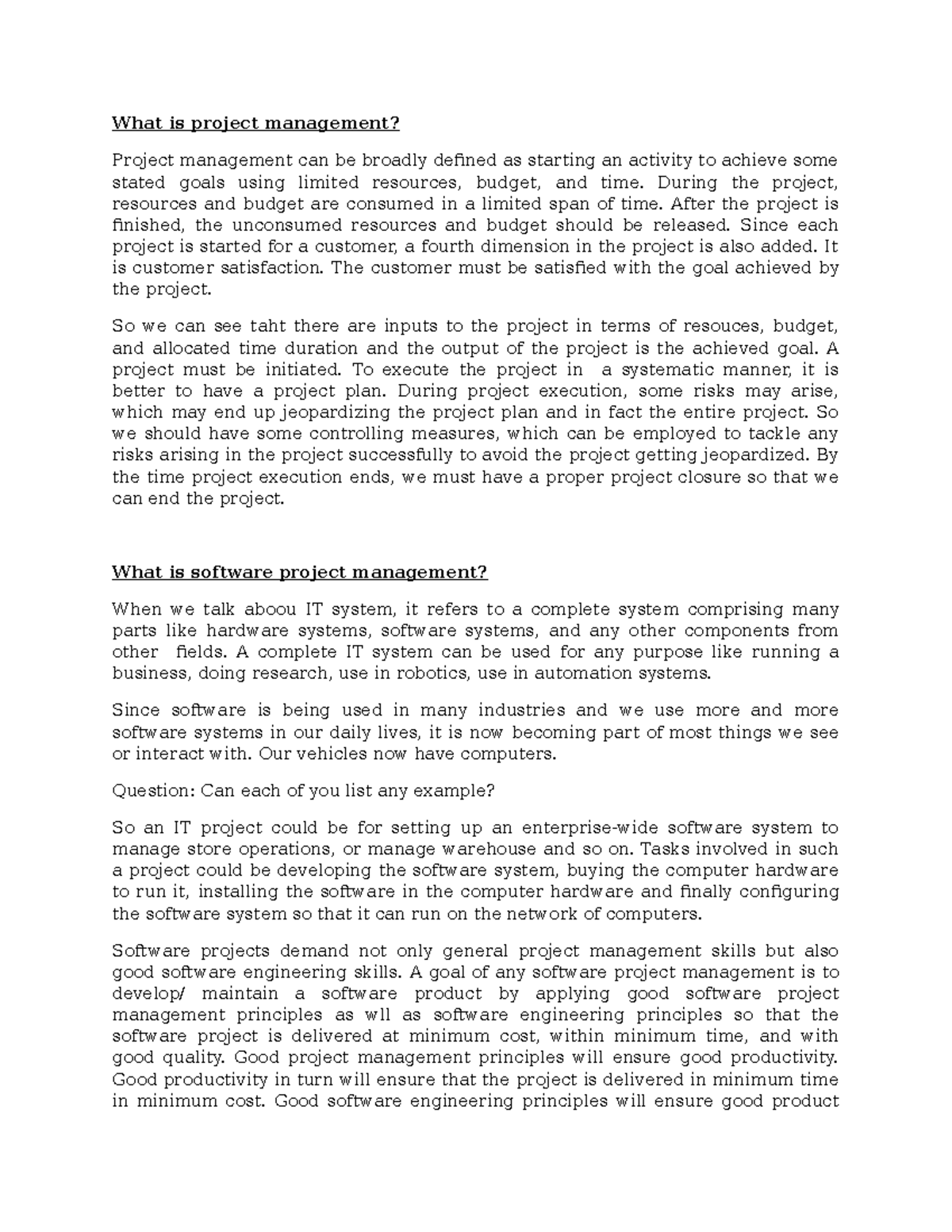 Introduction to software project management - What is project ...
