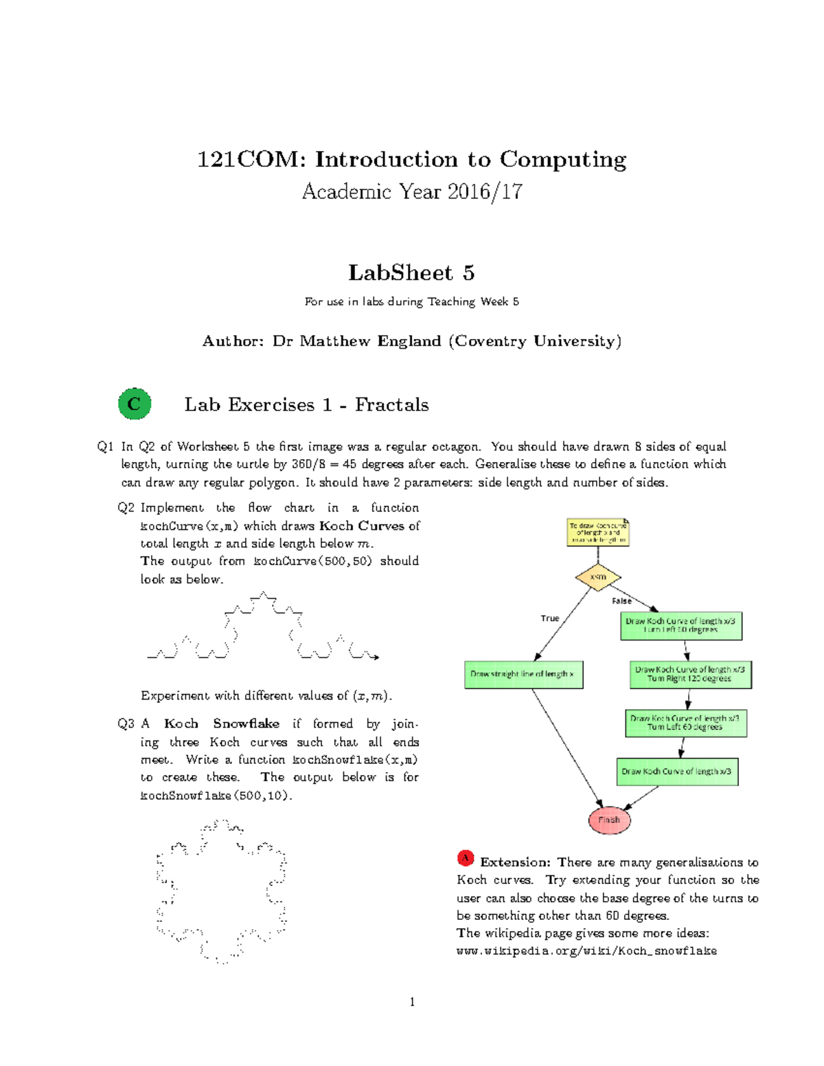 Lab Sheet 5 - 121COM: Introduction to Computing Academic Year 2016/ LabSheet 5 For use in labs ...