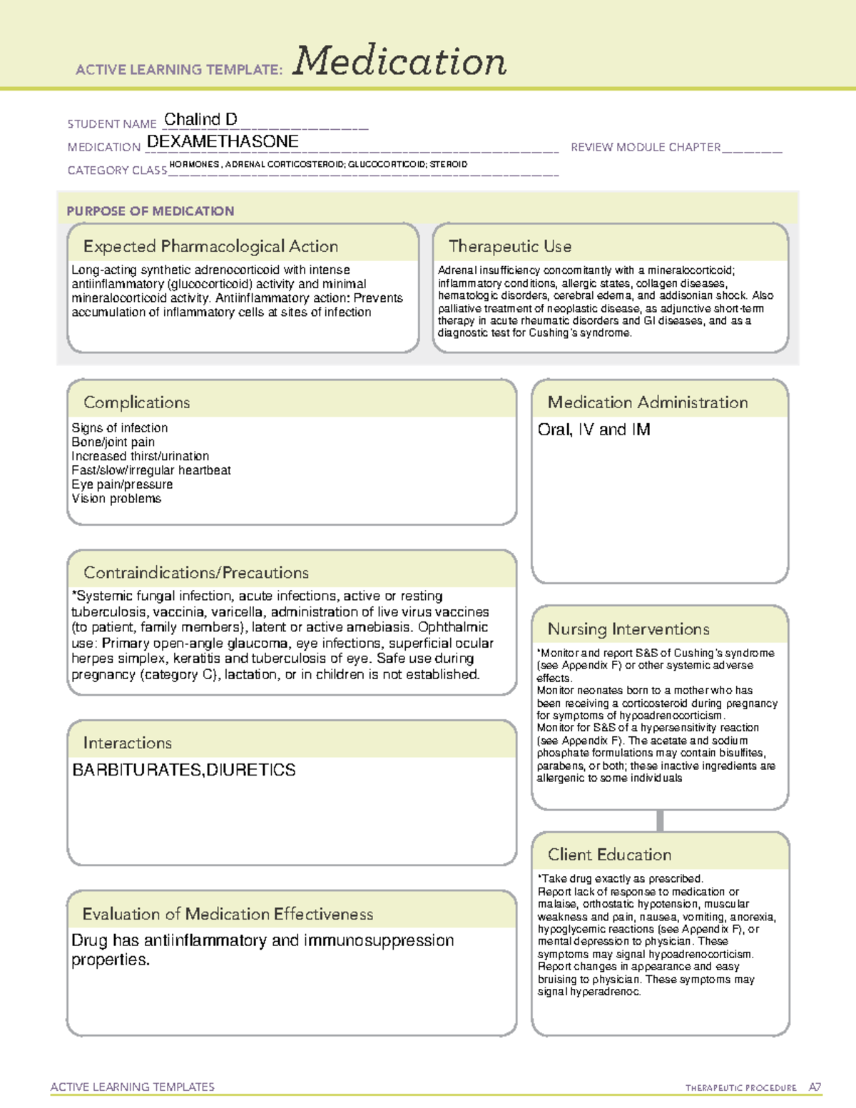 Dexamethasone- anterior pituitary hormones - ACTIVE LEARNING TEMPLATES ...