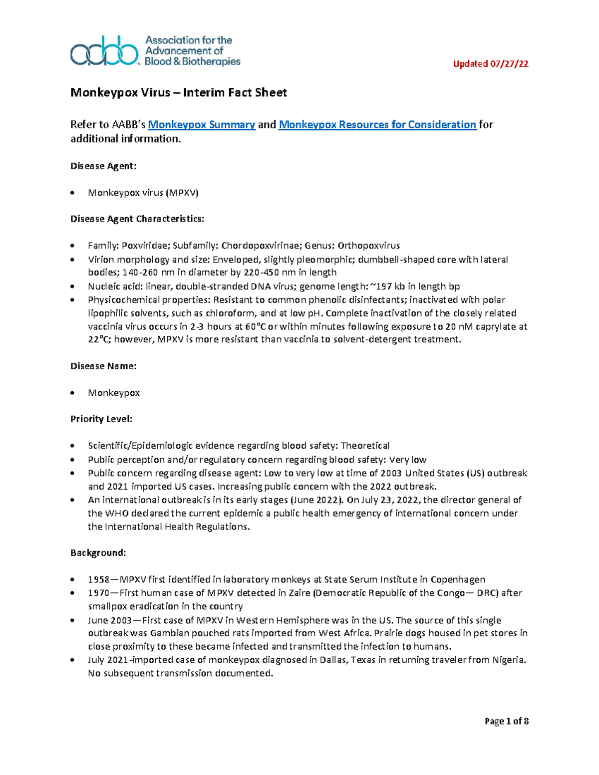 Interim monkeypox virus fact sheet - Monkeypox Virus – Interim Fact ...