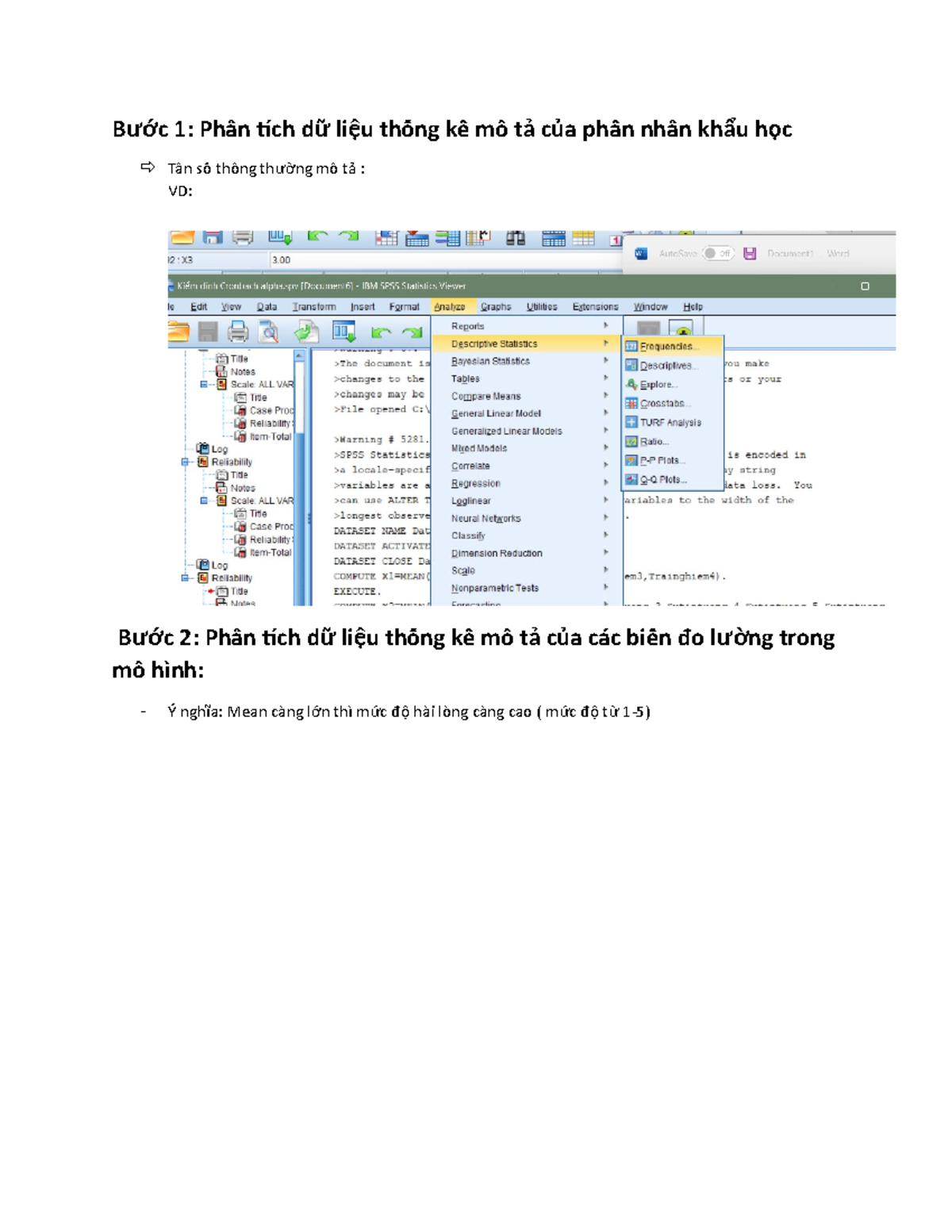 Các bước phân tích - Phương pháp nghiên cứu khoa học - B c 1: Phân tch d li u thốống kê mố t c a ...