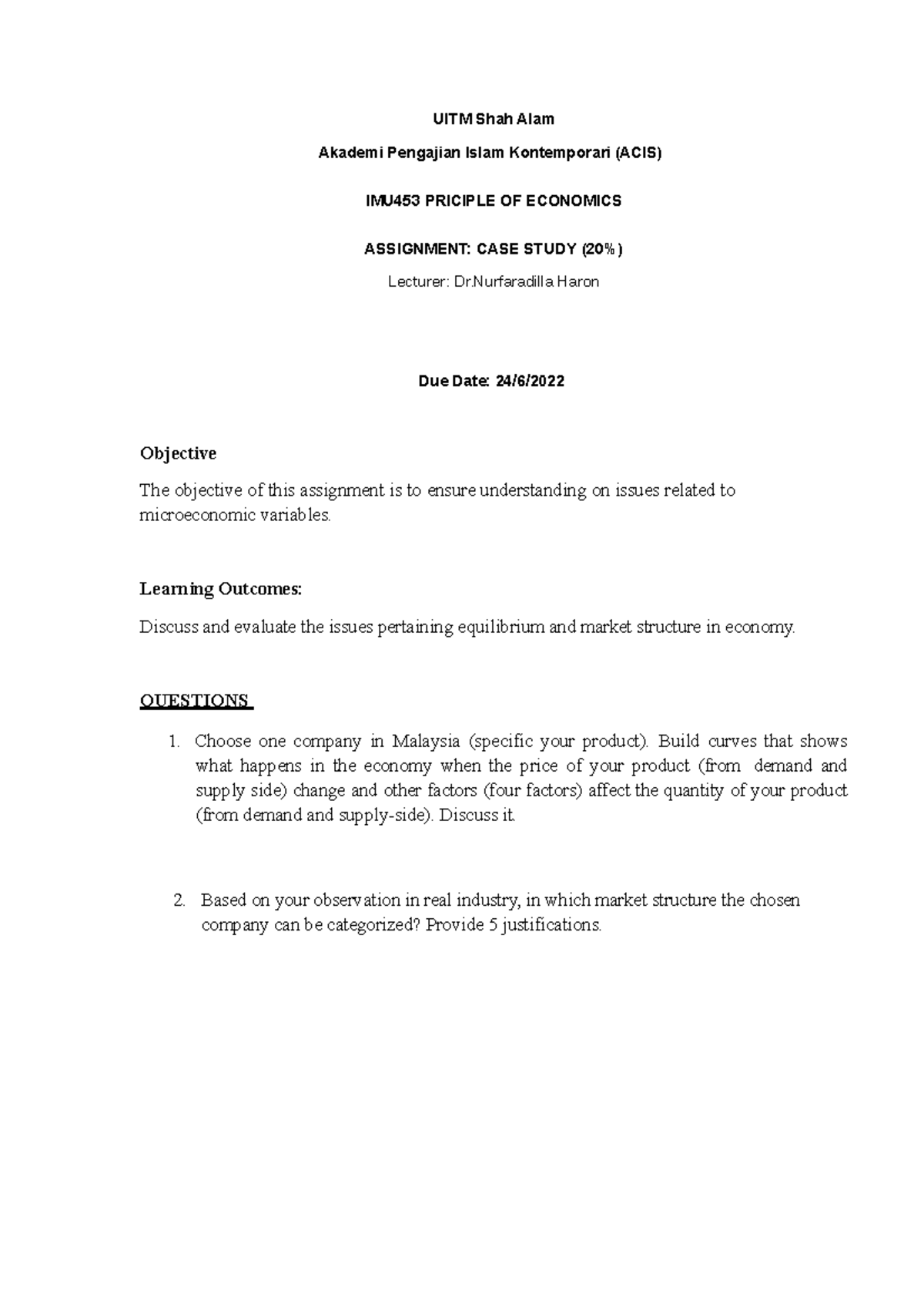 CASE Study ECO - UITM Shah Alam Akademi Pengajian Islam Kontemporari ...