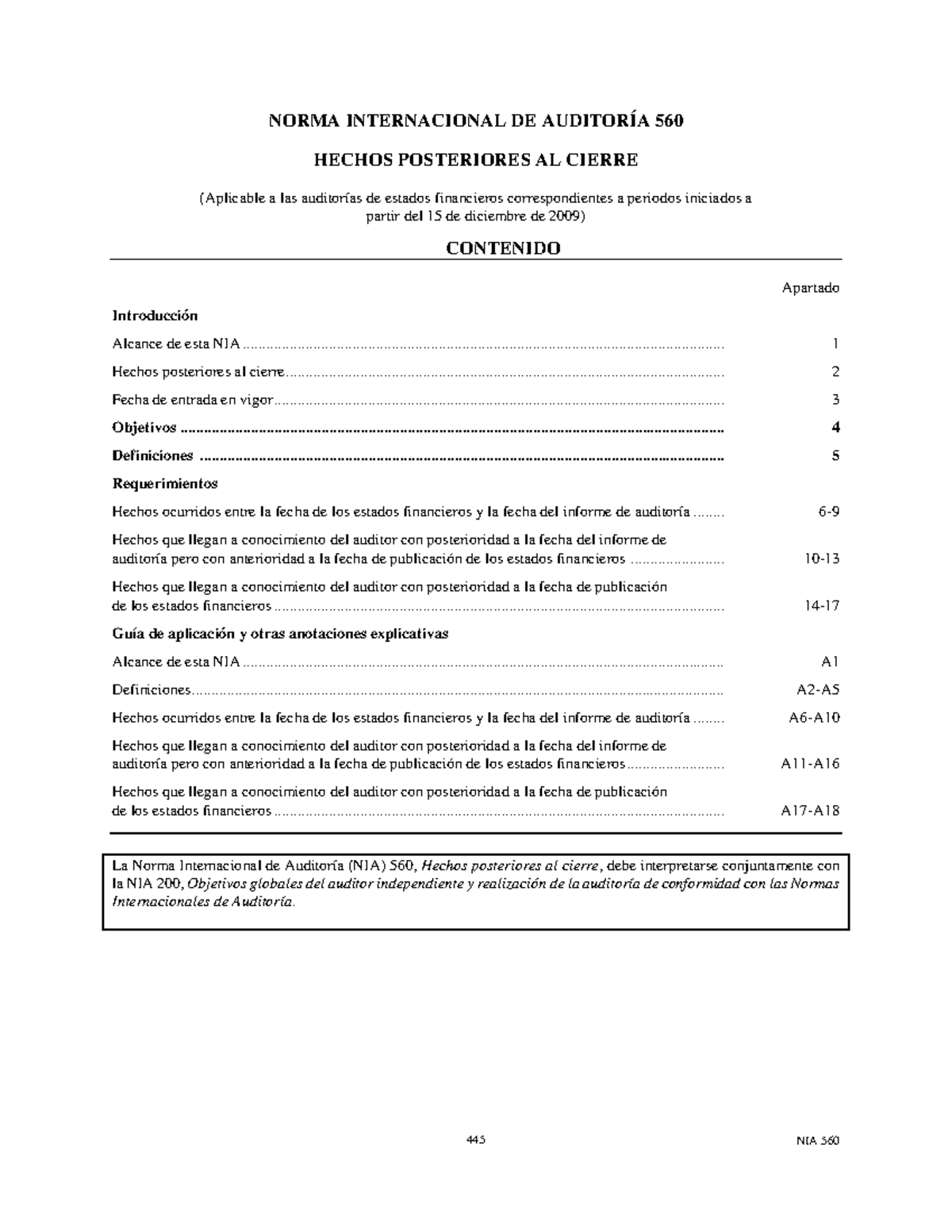 Normas Internacionales de Auditoría 2016 NIA 560 subrayada - HECHOS ...