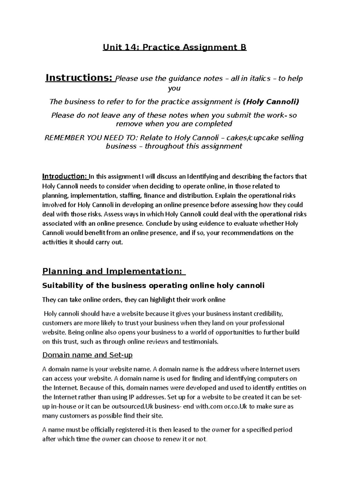 Practice Assignment B Unit 14 Practice Assignment B Instructions Please Use The Guidance