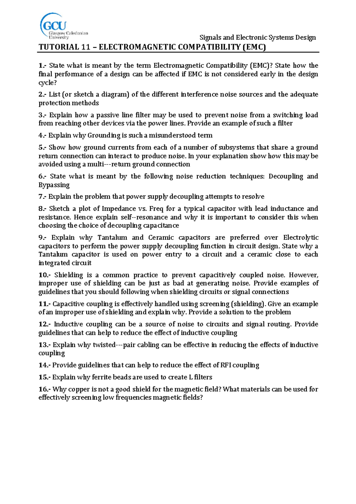 SESD tut11 EMC - signals and electronic systems design tutorial 11 - Signals and Electronic ...