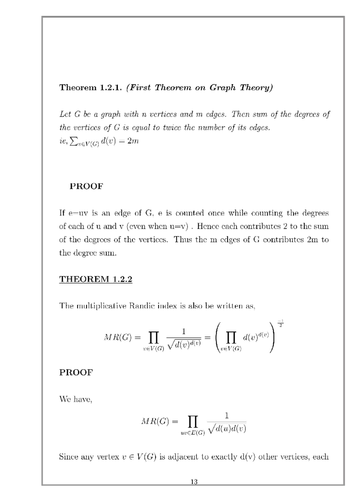 Randic index theorem 1 - Useful - Theorem 1.2. (First Theorem on Graph ...