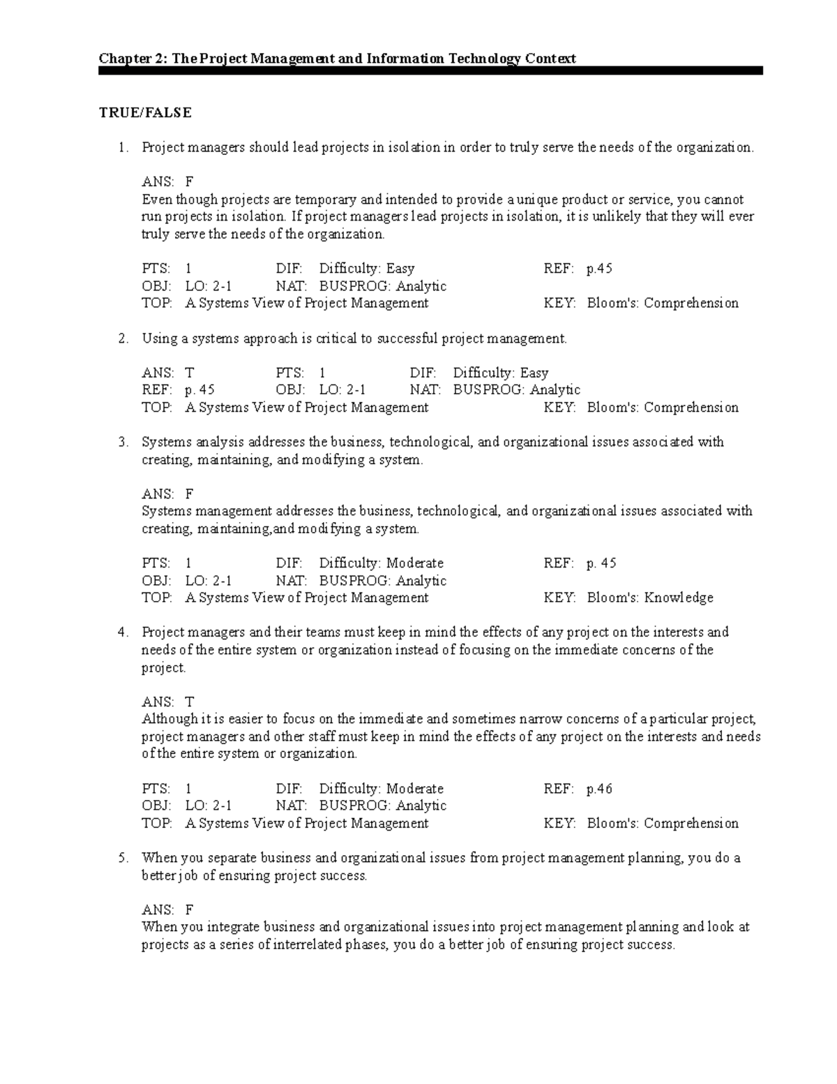 ITM750 9781133526858 ch02 - Chapter 2: The Project Management and ...