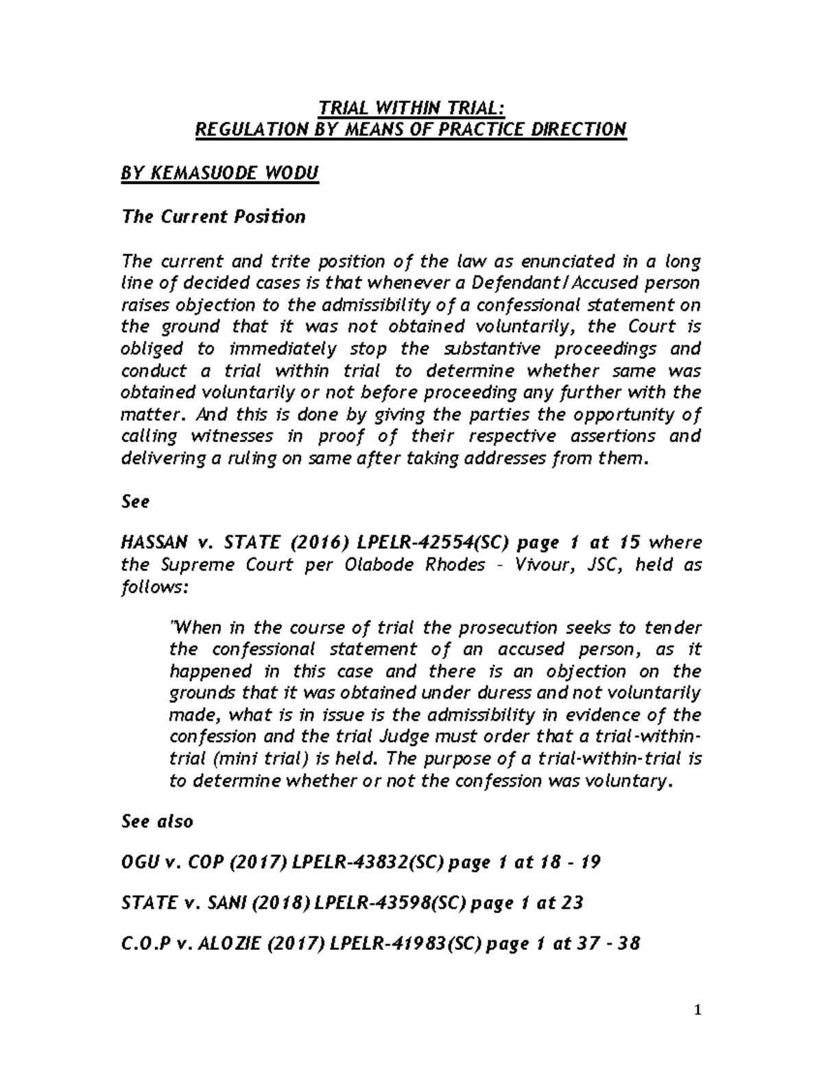Paper on Trial Within Trial delivered at NJI - TRIAL WITHIN TRIAL ...