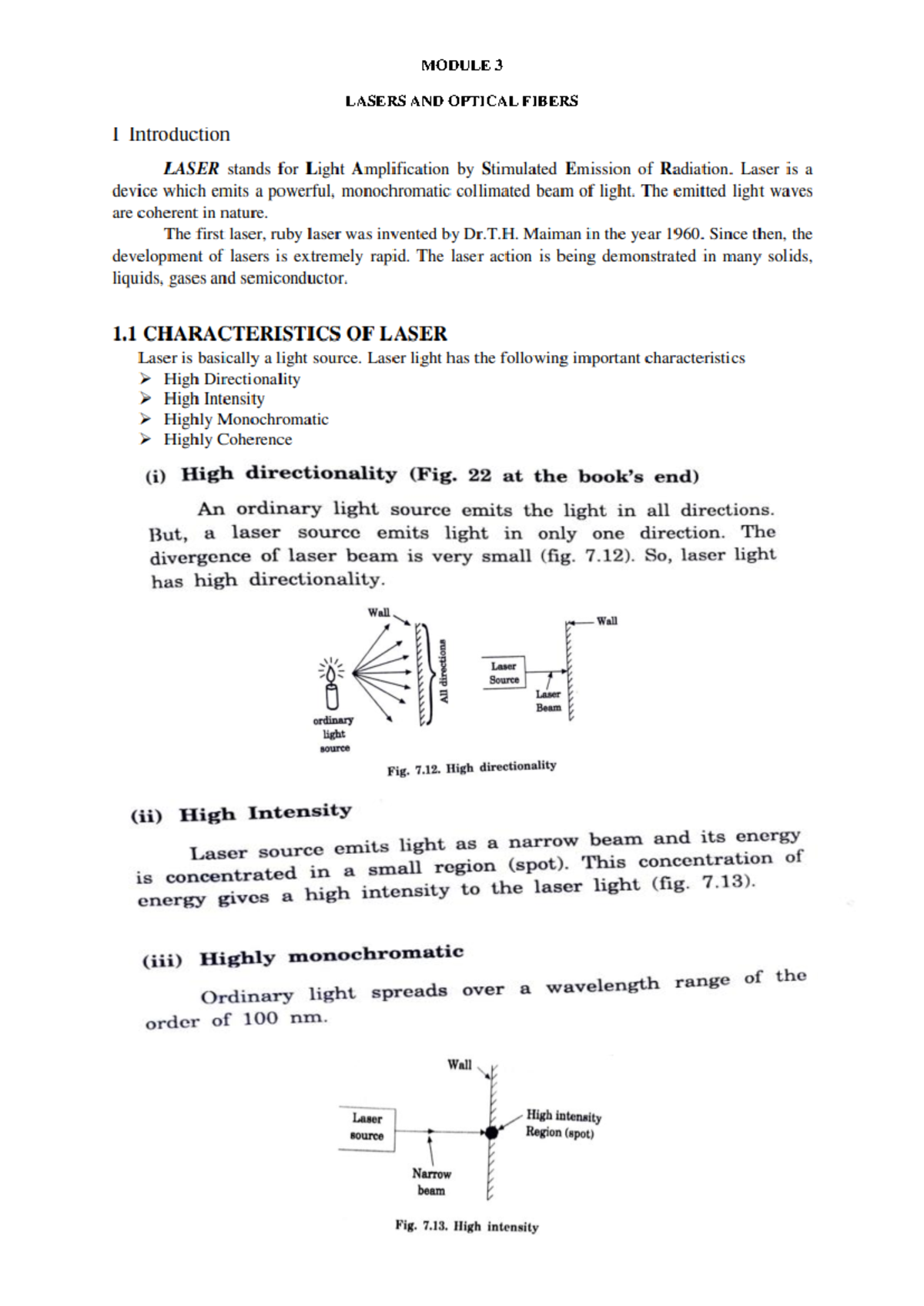 Module 1 lasers and optical fibers CSE stream 2 - MODULE 3 LASERS AND OPTICAL FIBERS EINSTEIN ‘S ...