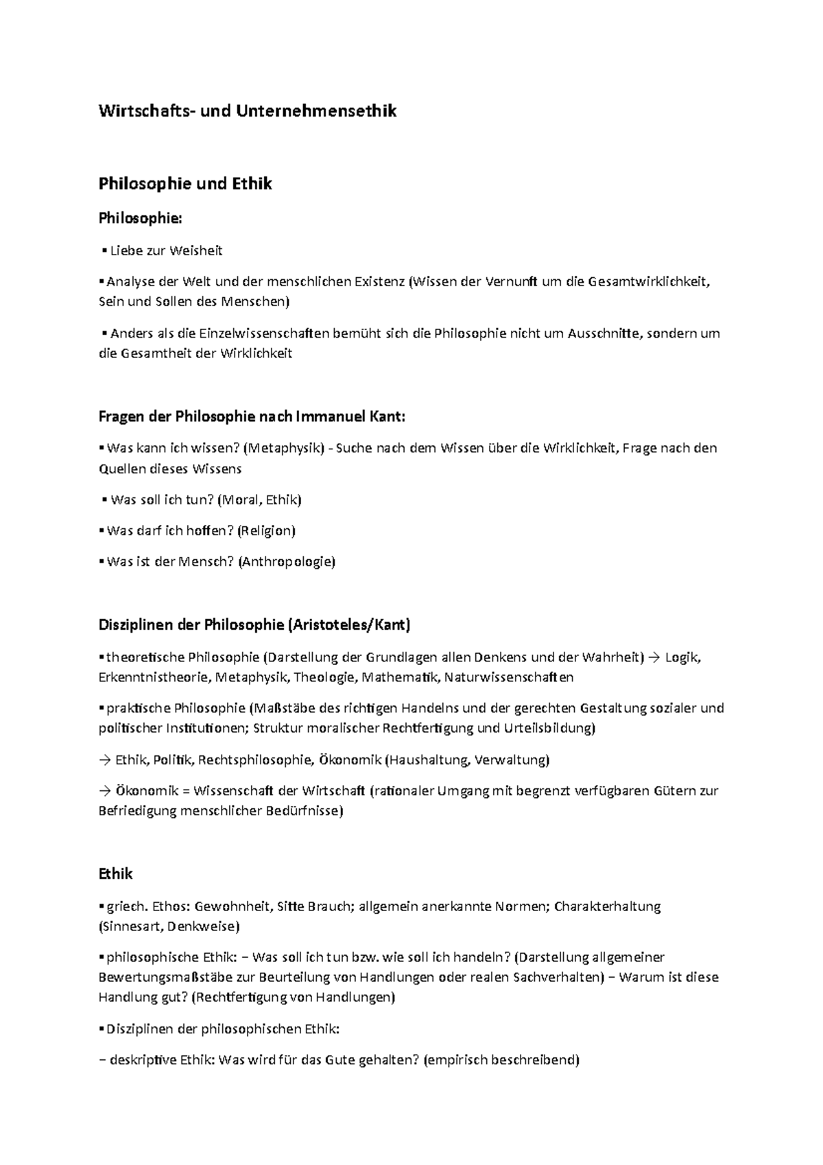 W.ar - Philosophie und Ethik Unterschiede / Erklärung - Wirtschafts ...