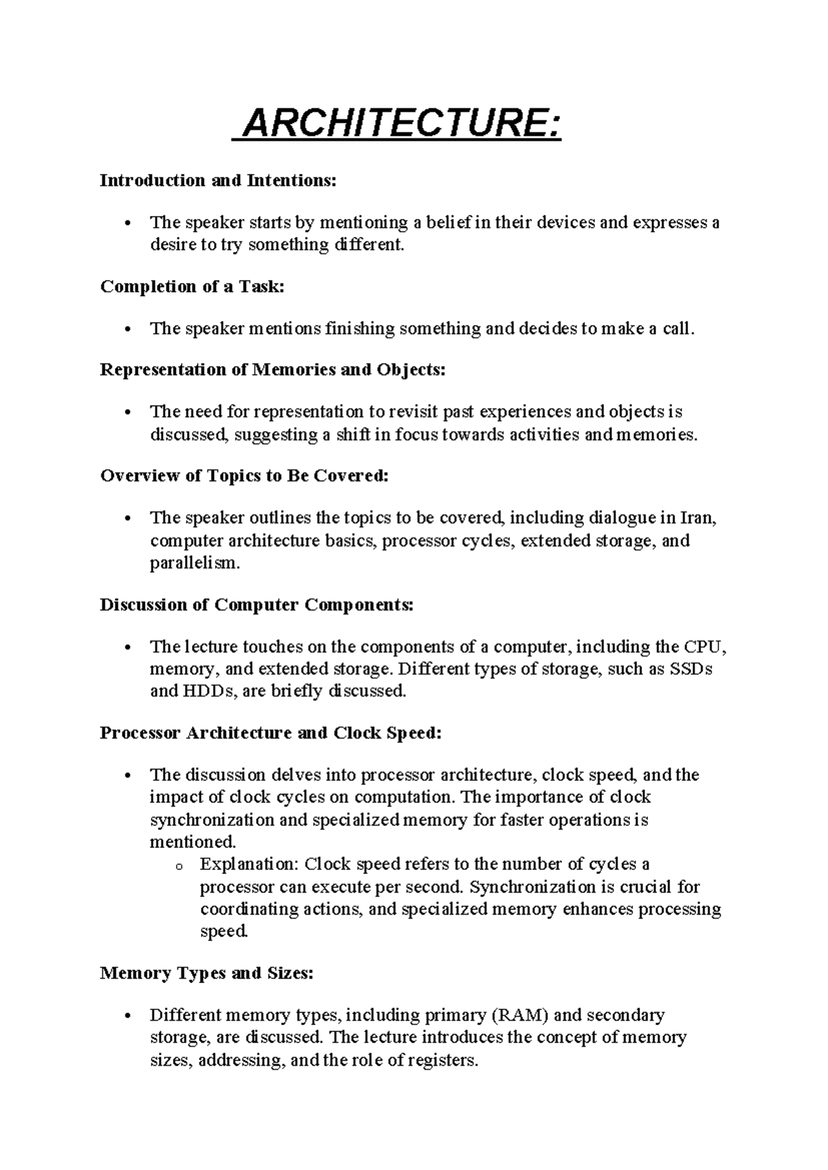 Architecture - Notes - ARCHITECTURE: Introduction and Intentions: The ...