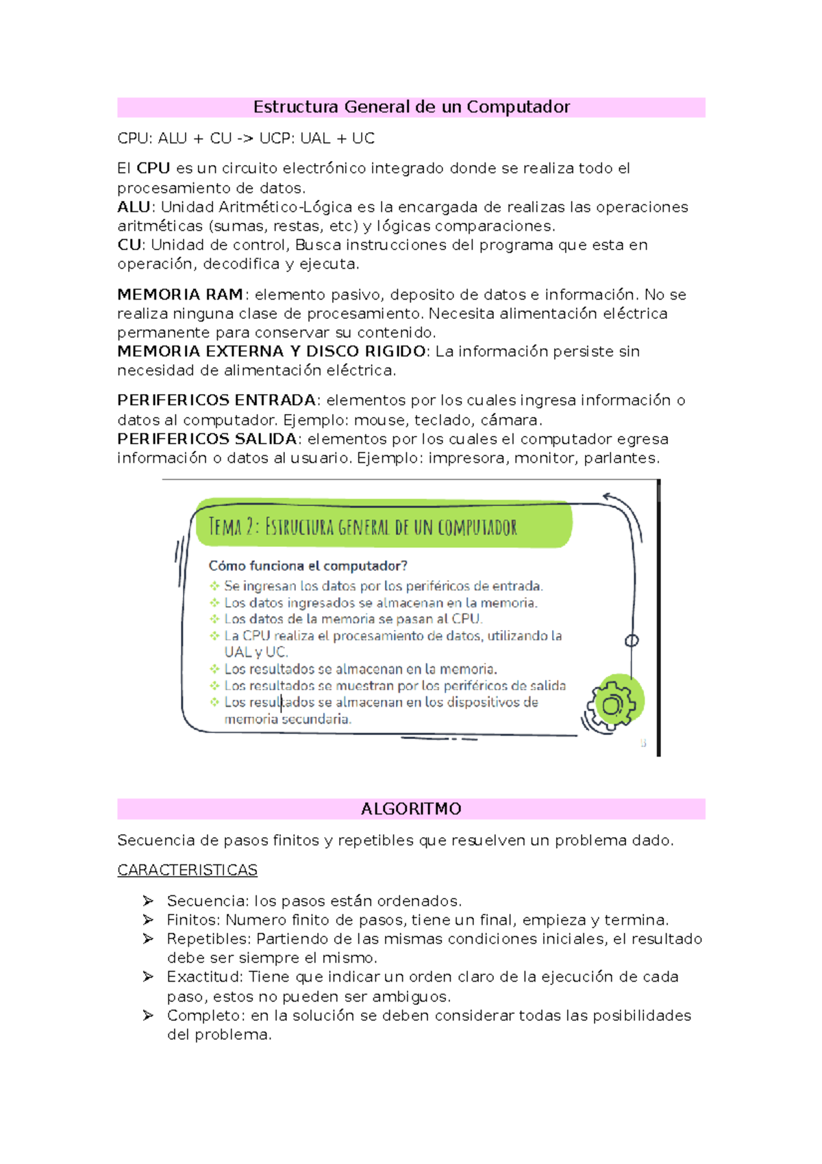 Resumen primera clase Fundamentos de Informatica - Estructura General ...