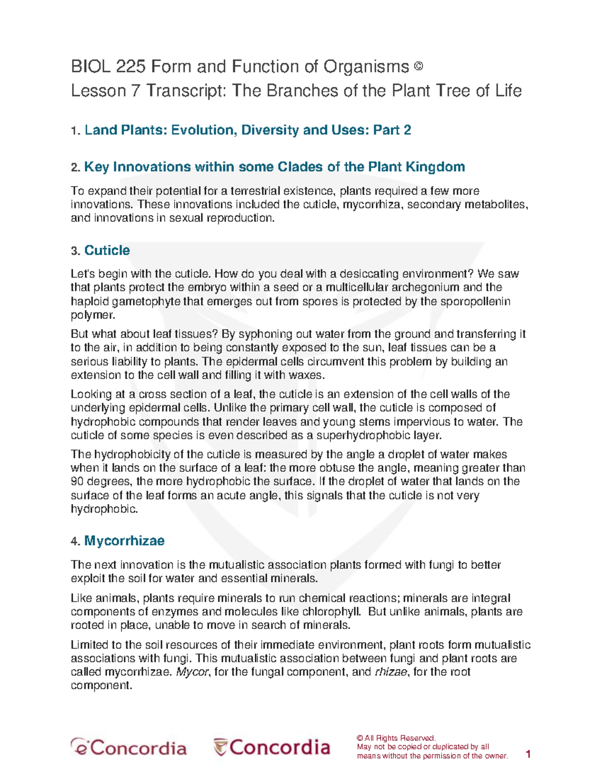 BIO Lesson 7 P2 - lect notes - 1 © All Rights Reserved. May not be ...