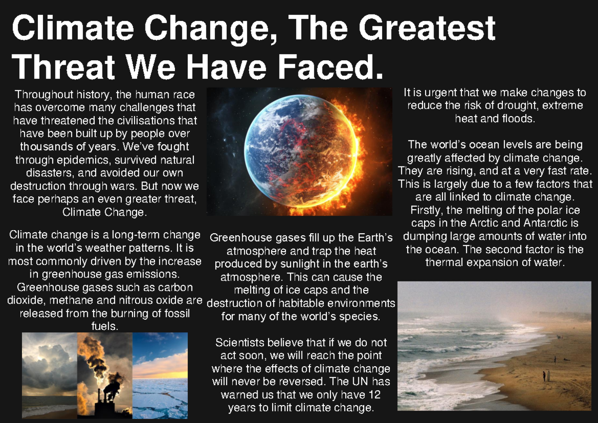 Science - Climate Change, The Greatest Threat We Have Faced. Throughout ...
