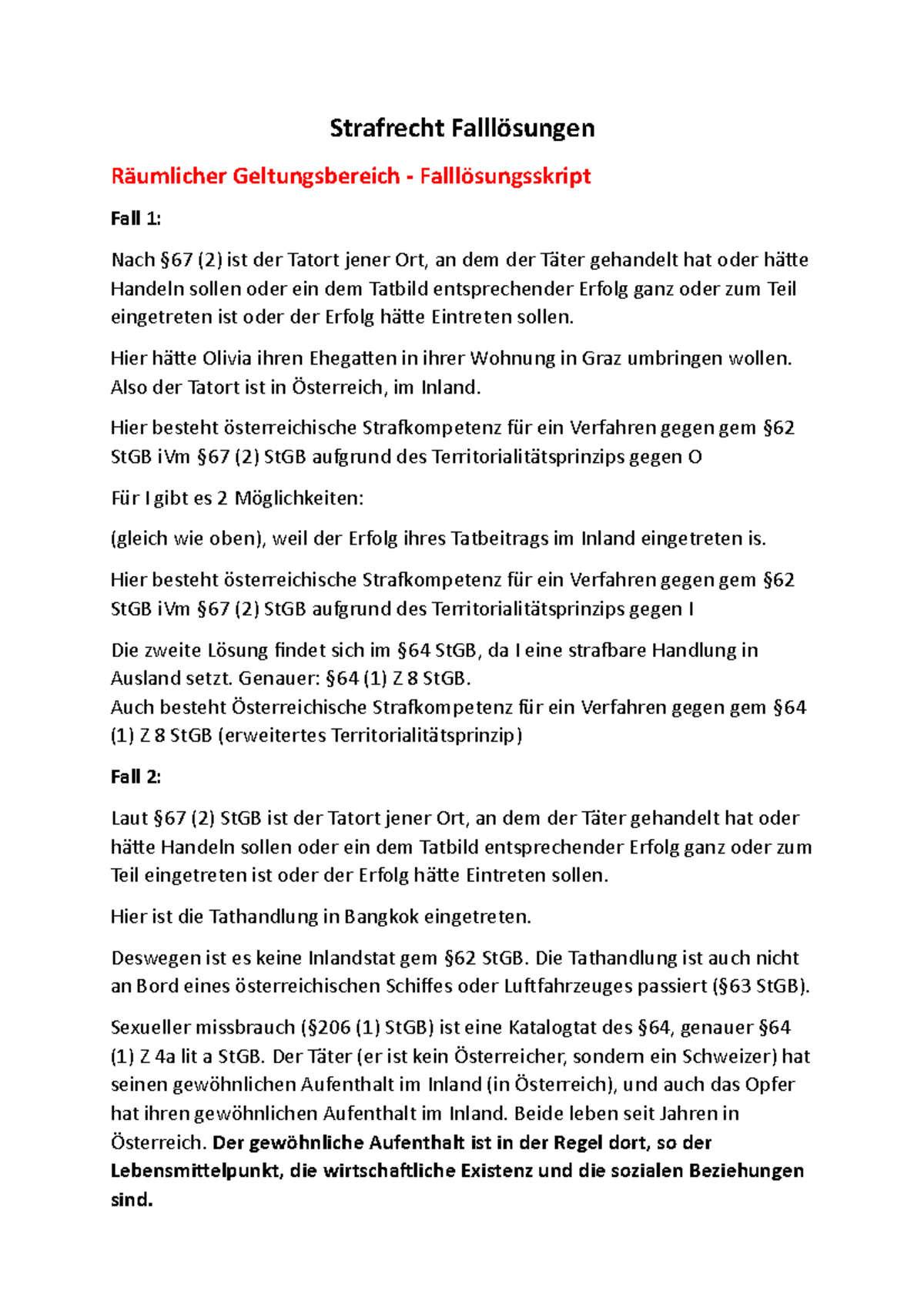 Strafrecht Fälle - Strafrecht Falllösungen Räumlicher Geltungsbereich ...